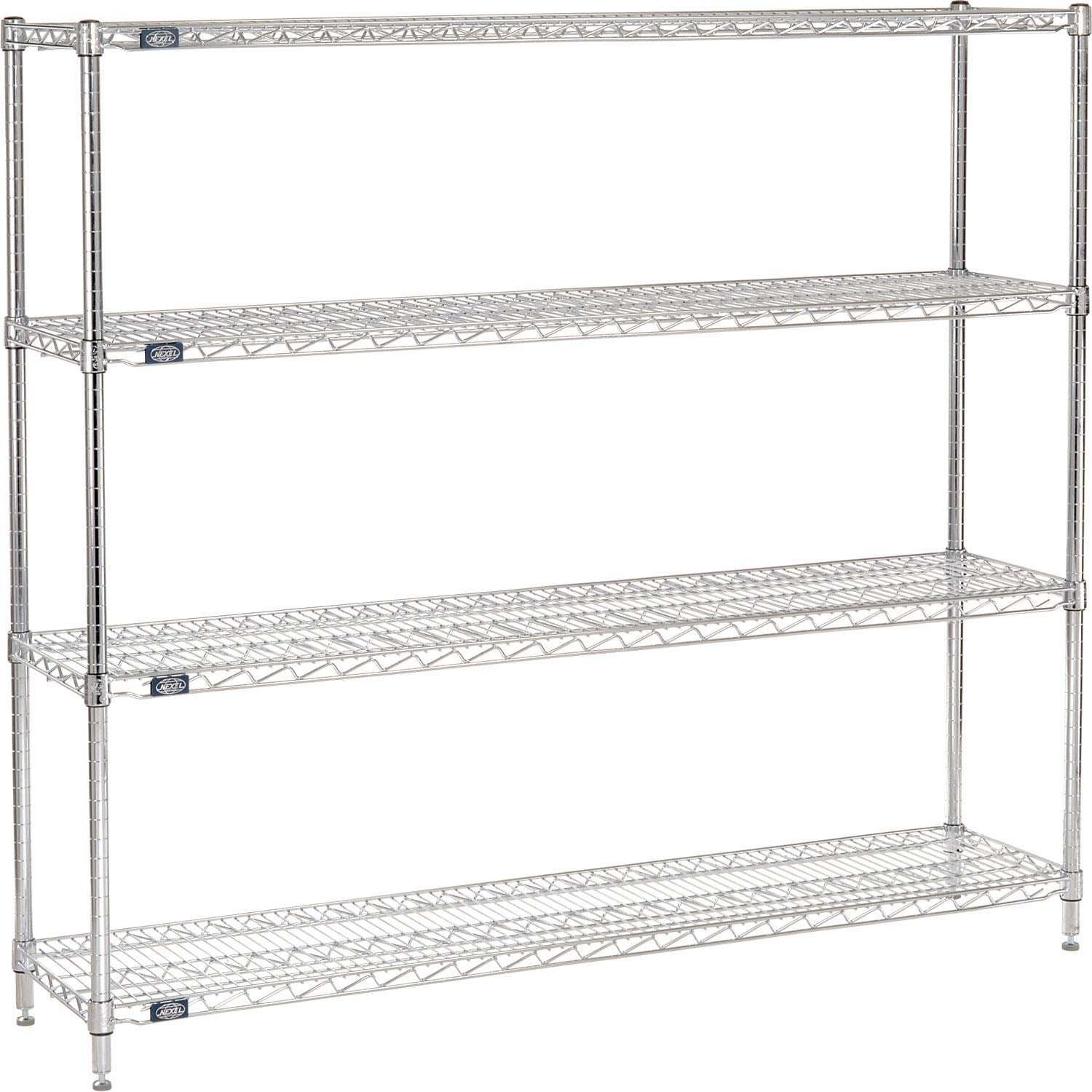 Adjustable Wire Shelving Unit, 4 Tier, Dry , 14" x 60" x 63", Chrome ...