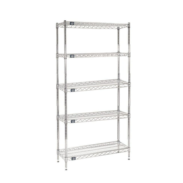 Adjustable Wire Shelving Unit, 5 Tier, Commercial Dry Storage Rack, 21 ...