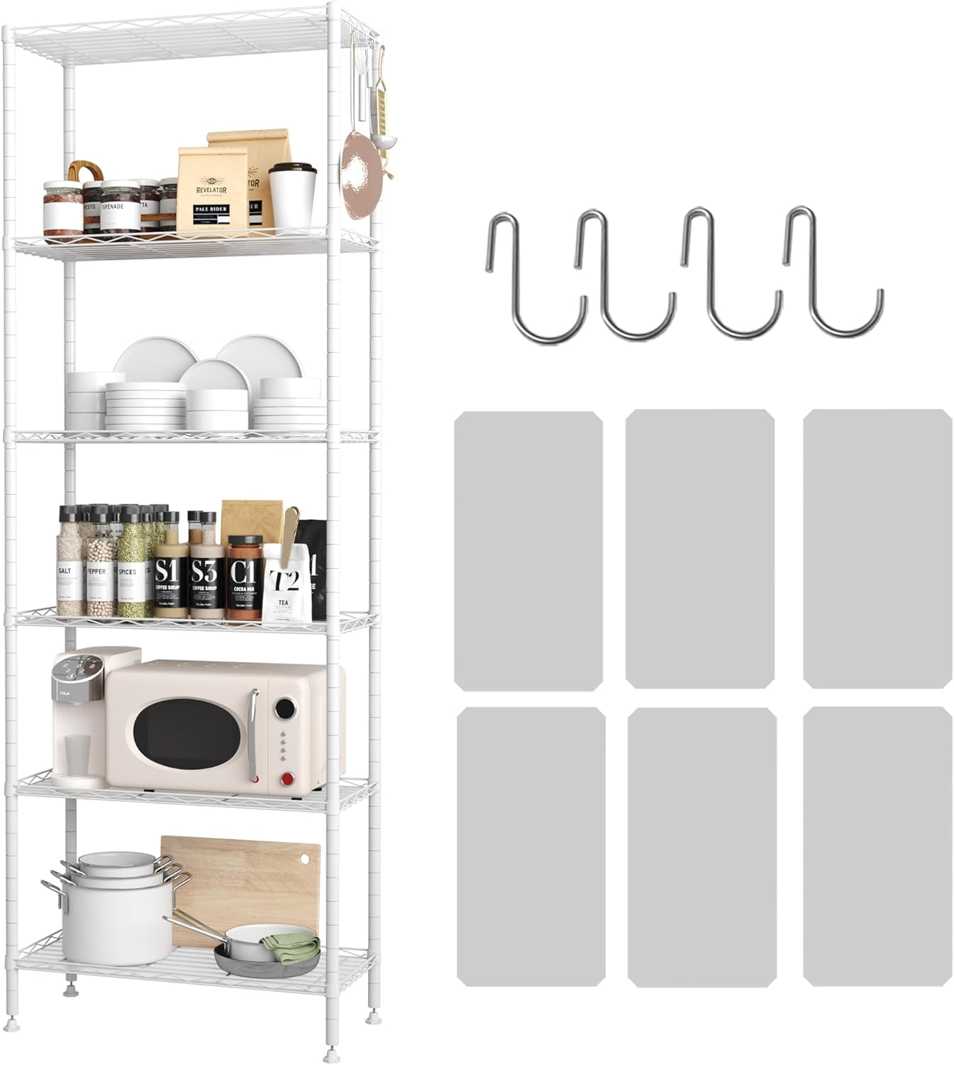 Adjustable Wire Shelving Unit with 6 Shelves, Metal Wire Shelf ...