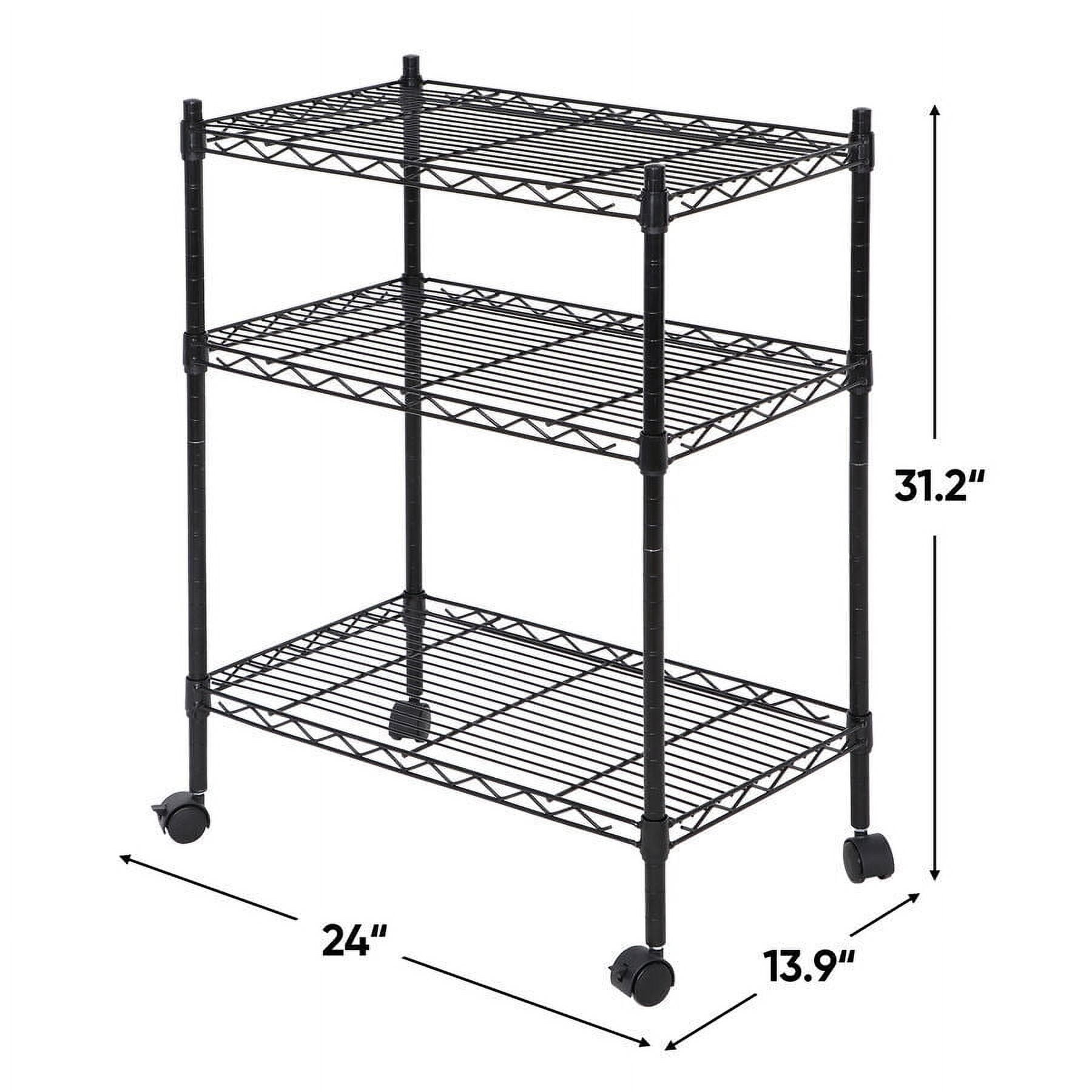 Adjustable Wire Shelving Unit, Metal Wire Rack with 4 Wheels, 3-Tier ...