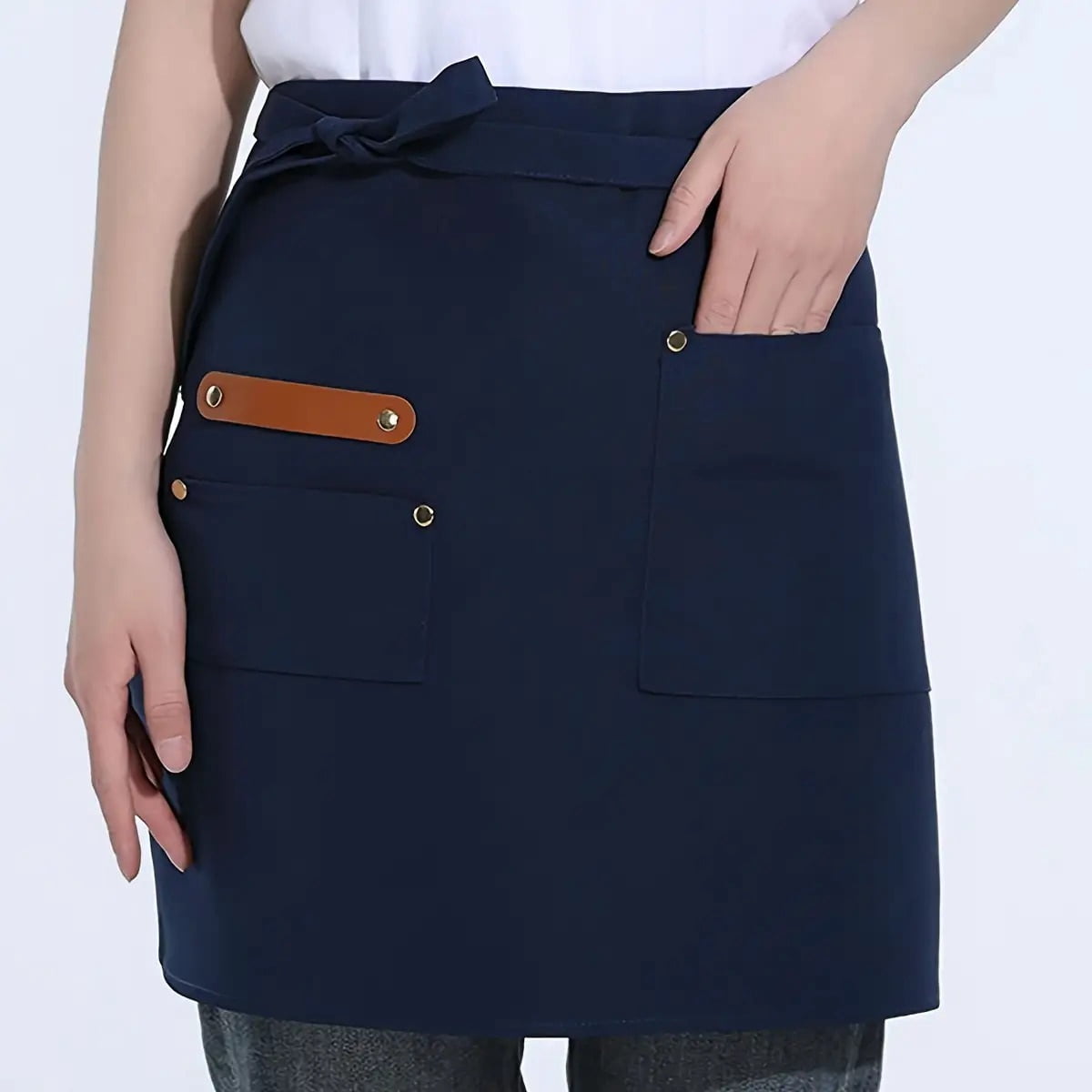 Adjustable Women's Kitchen Canvas Aprons - Extra Long Waistband Half ...