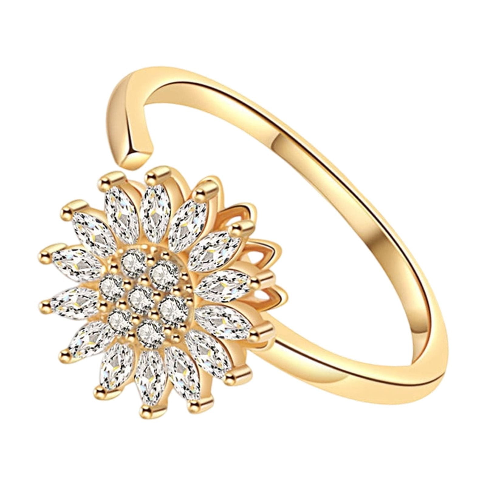 Adjustable Womens Spinner Jewelry 925 Silver Gold Design Stress Relief ...