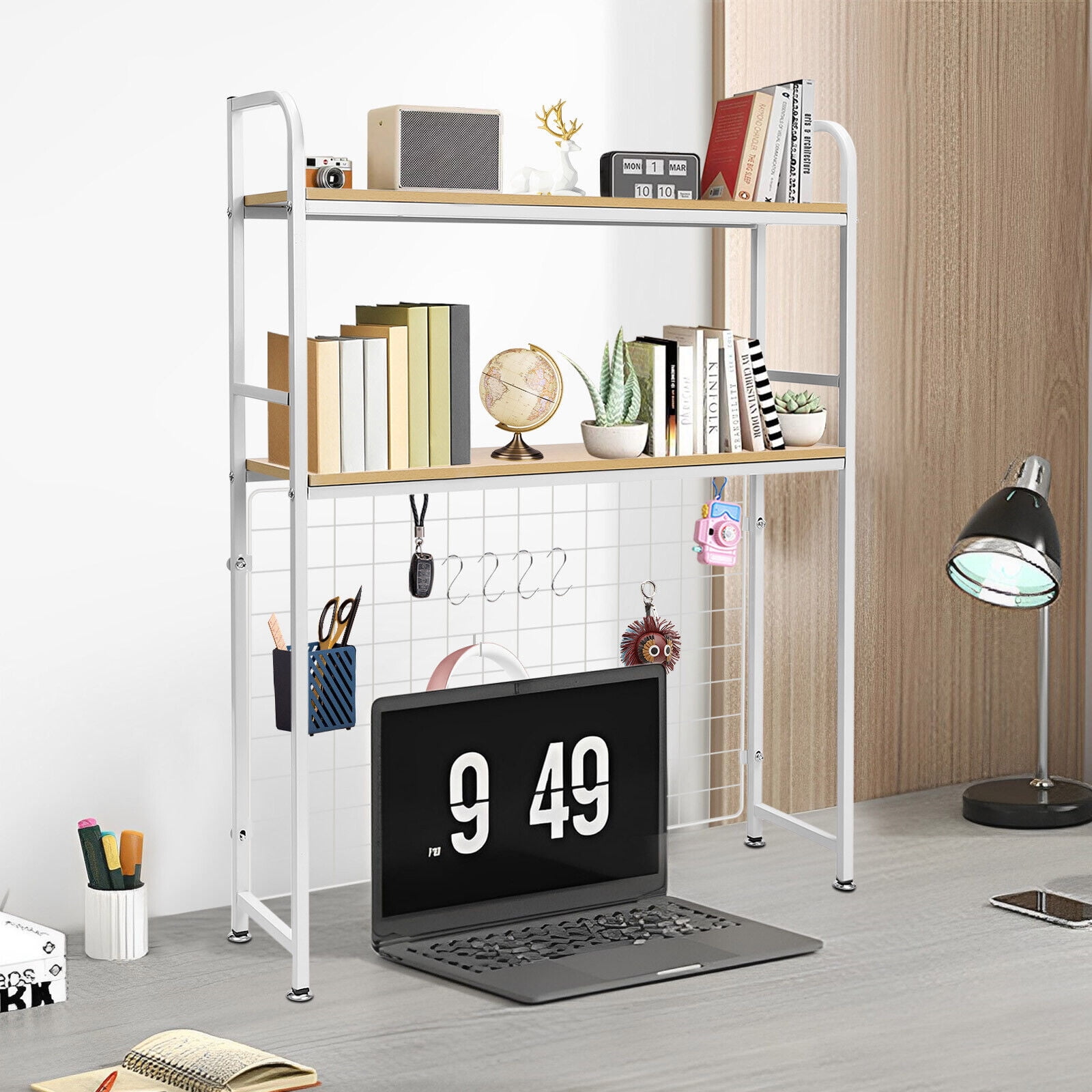 Adjustable Wood Desktop Organizer Office Accessories Storage Rack, 2 ...