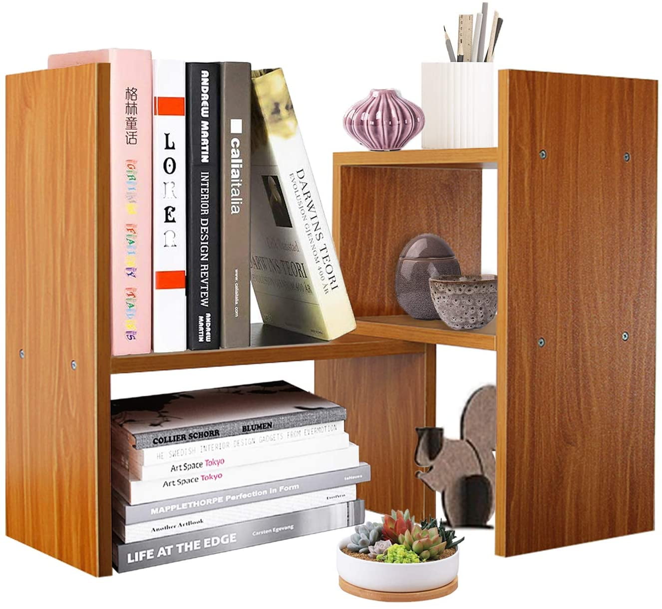 Adjustable Wood Display Shelf - True Natural Desktop Organizer and ...