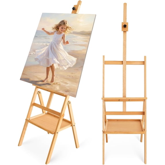 Adjustable Wooden Art Easel Stand for Painting, Solid Beech Wood Easel ...