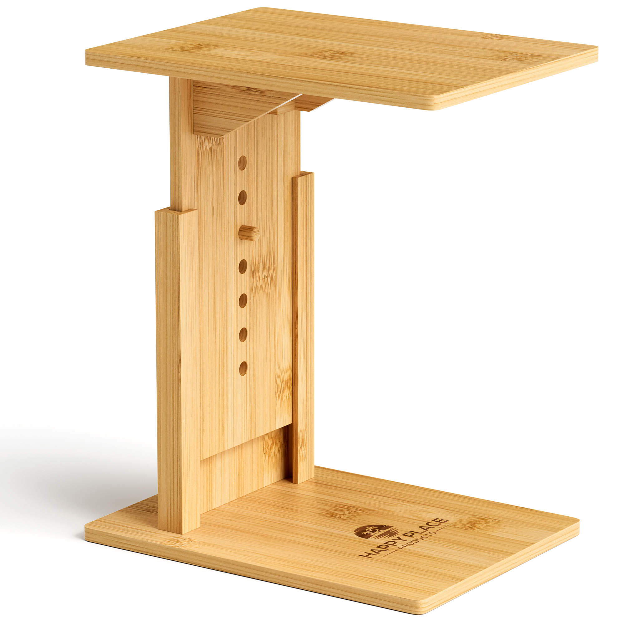 Adjustable Wooden C Table End Table - Bamboo C Shaped Side Table ...