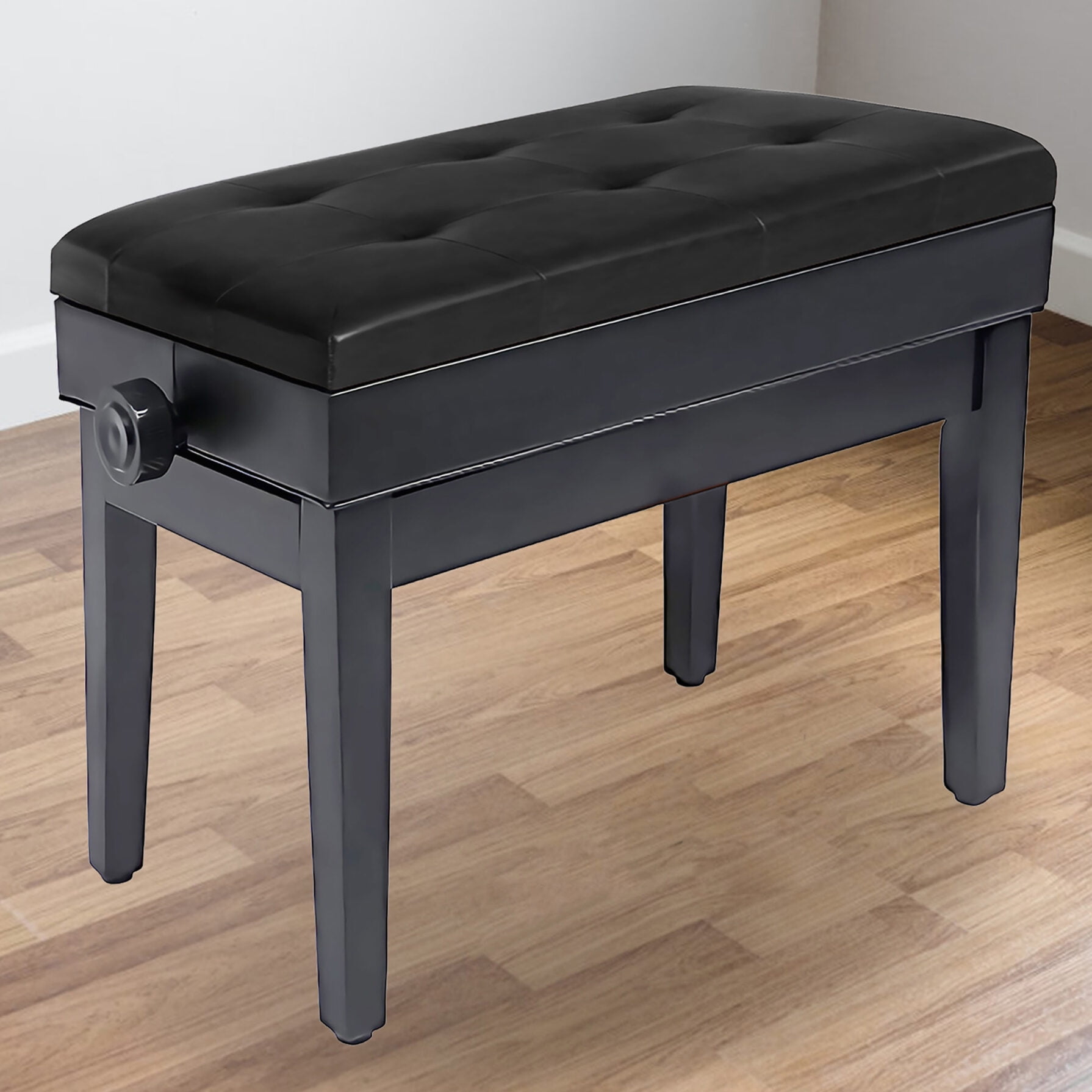 Adjustable Wooden Piano Bench Stool, PU Leather Piano Bench with Music ...