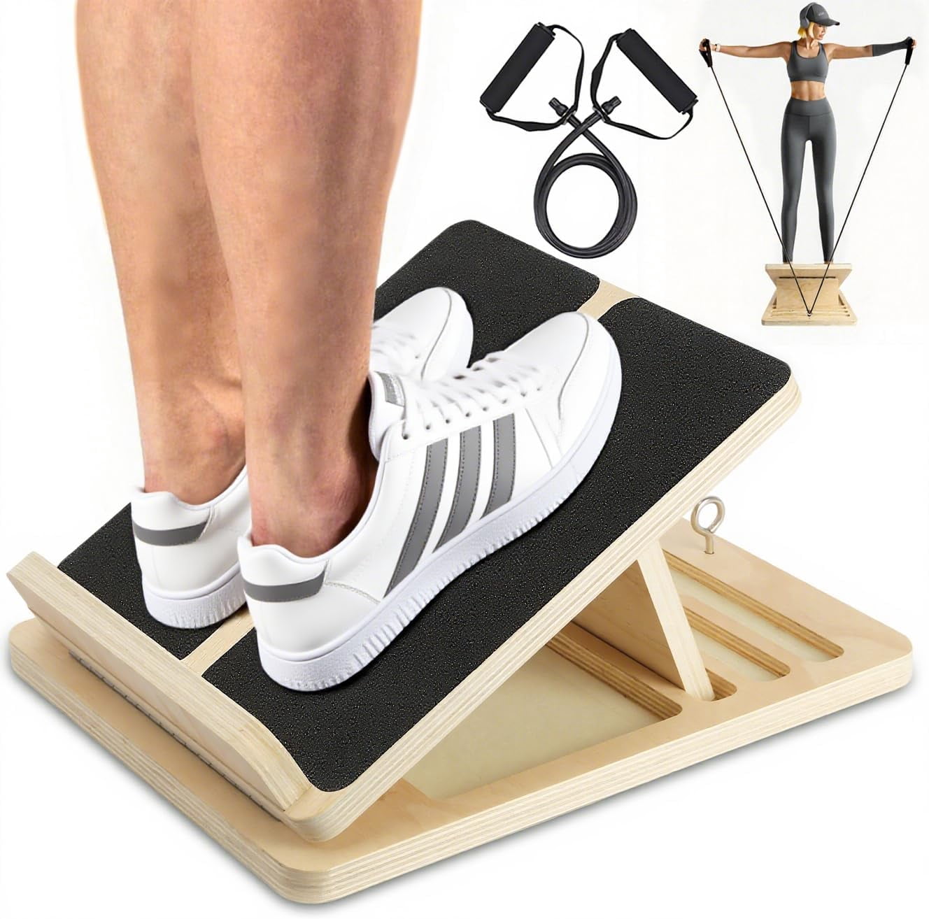 Adjustable Wooden Slant Board for Stretching - 300lb Capacity Stretcher ...