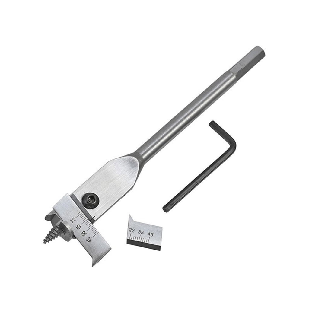Flat Wood Boring Spade Drill Bit Kit, Easy Adjust Hex Shank Expansive ...