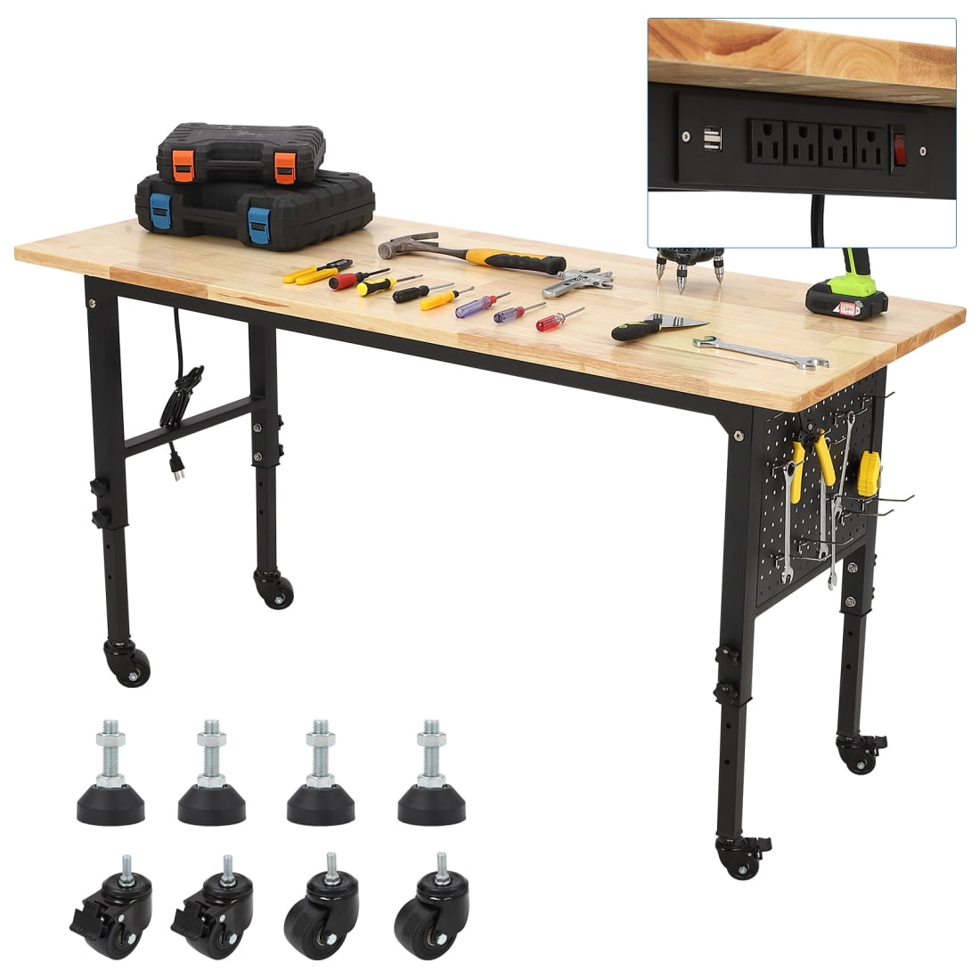 RONSHIN Adjustable Work Bench, Heavy Duty Wood Work Table for Workshop ...