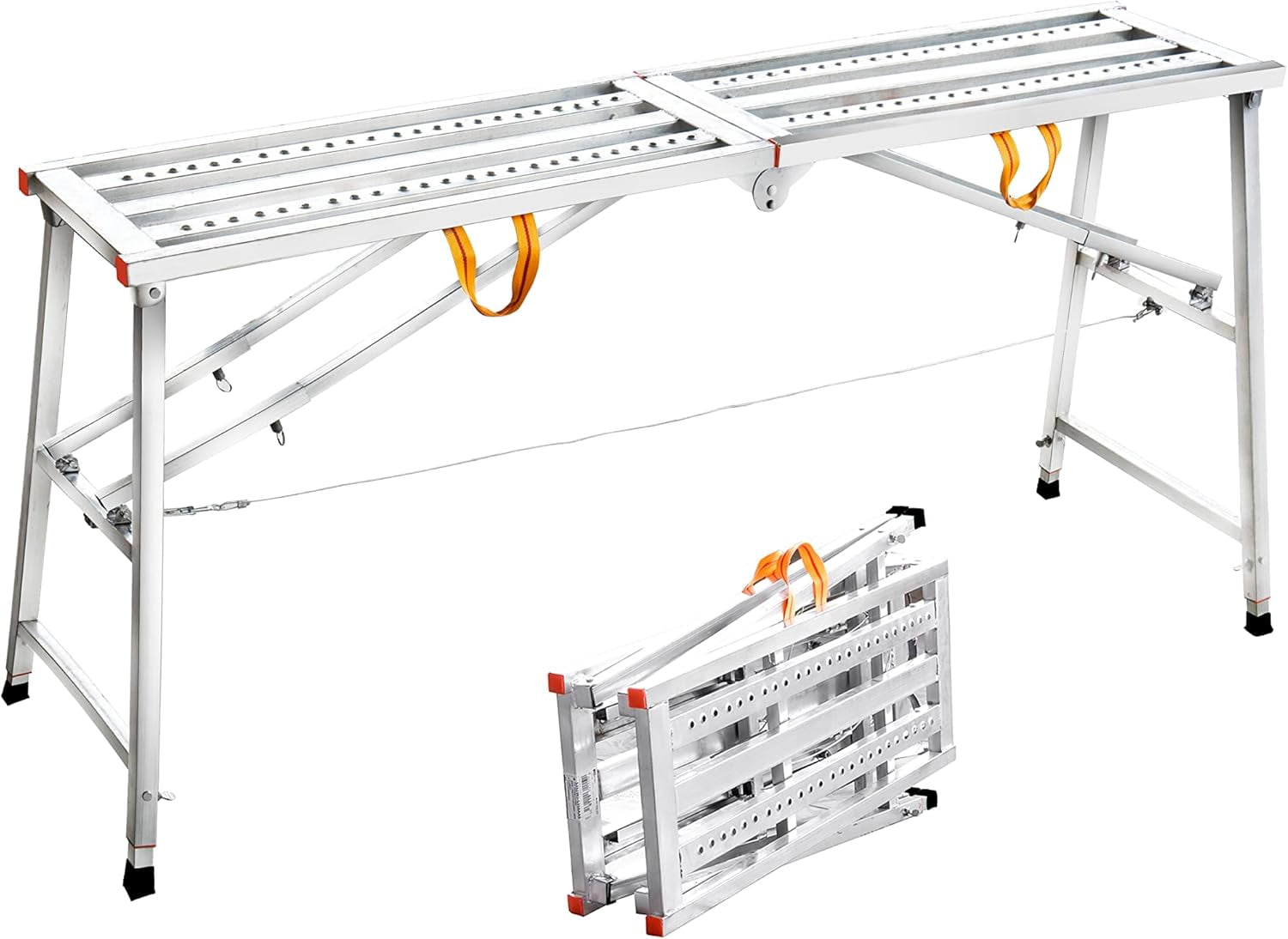 Adjustable Work Platform with 400 lb Duty Rating, Steel Step Ladder ...