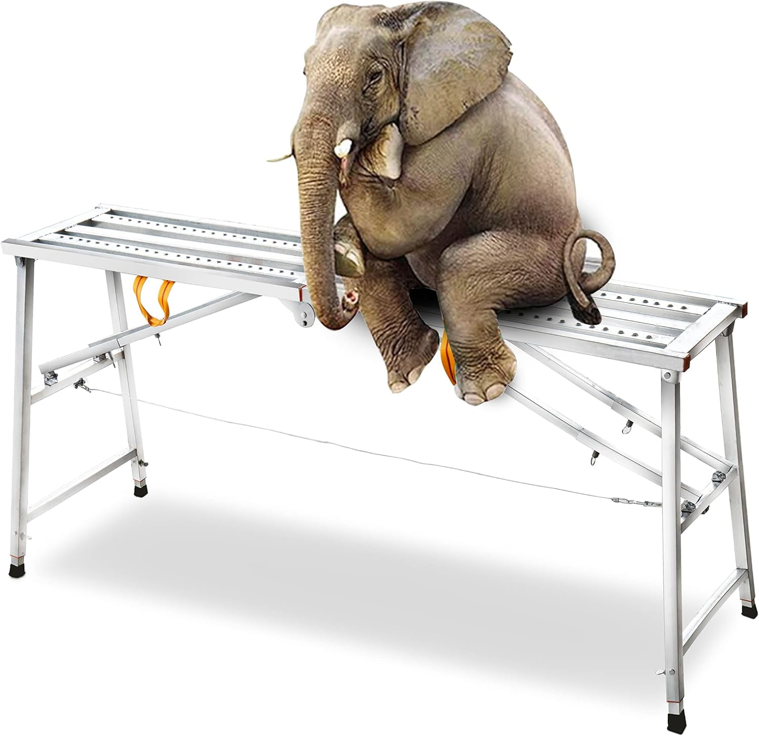 Adjustable Work Platform with 400 lb Duty Rating, Steel Step Ladder ...