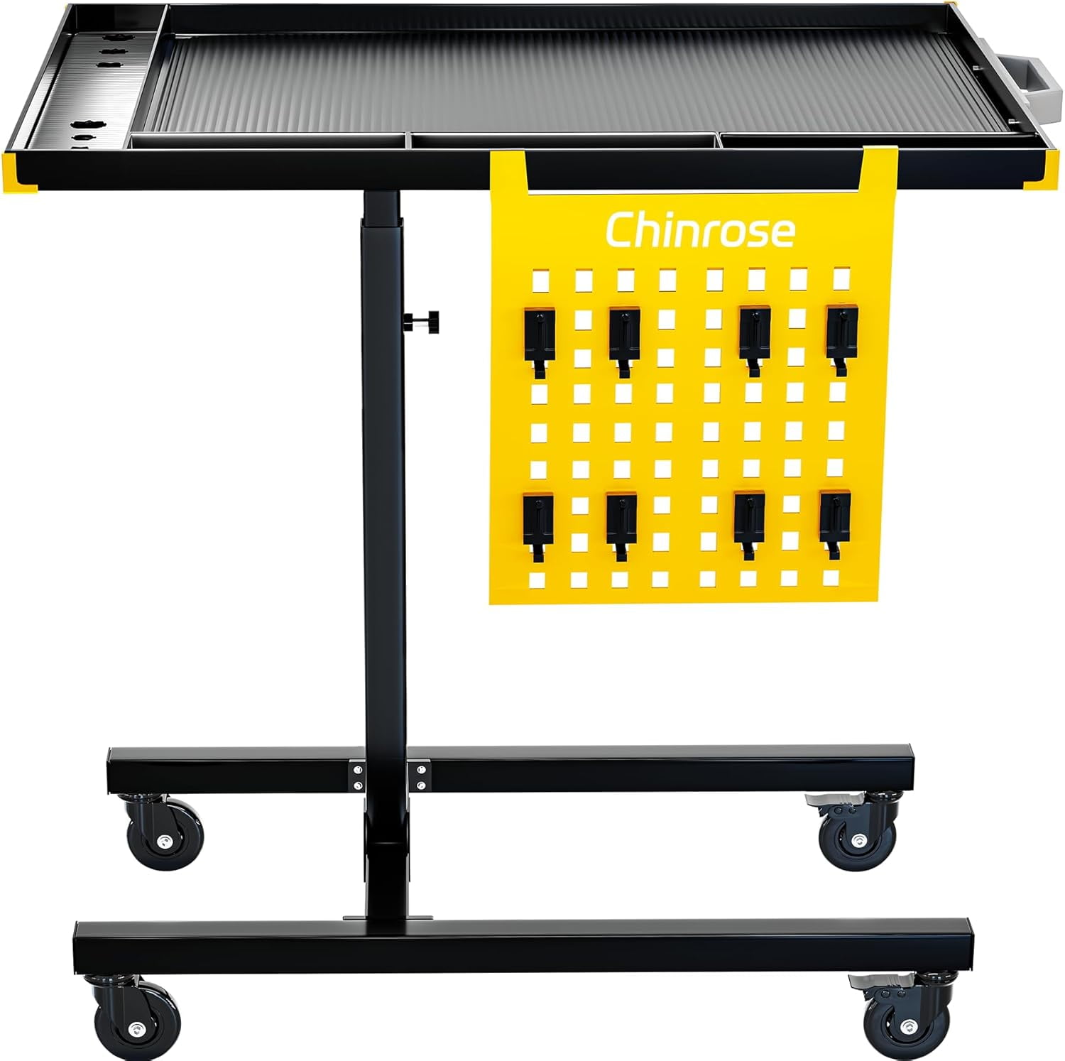 Adjustable Work Table with Pegboard, Heavy Duty Rolling Tool Tray with ...