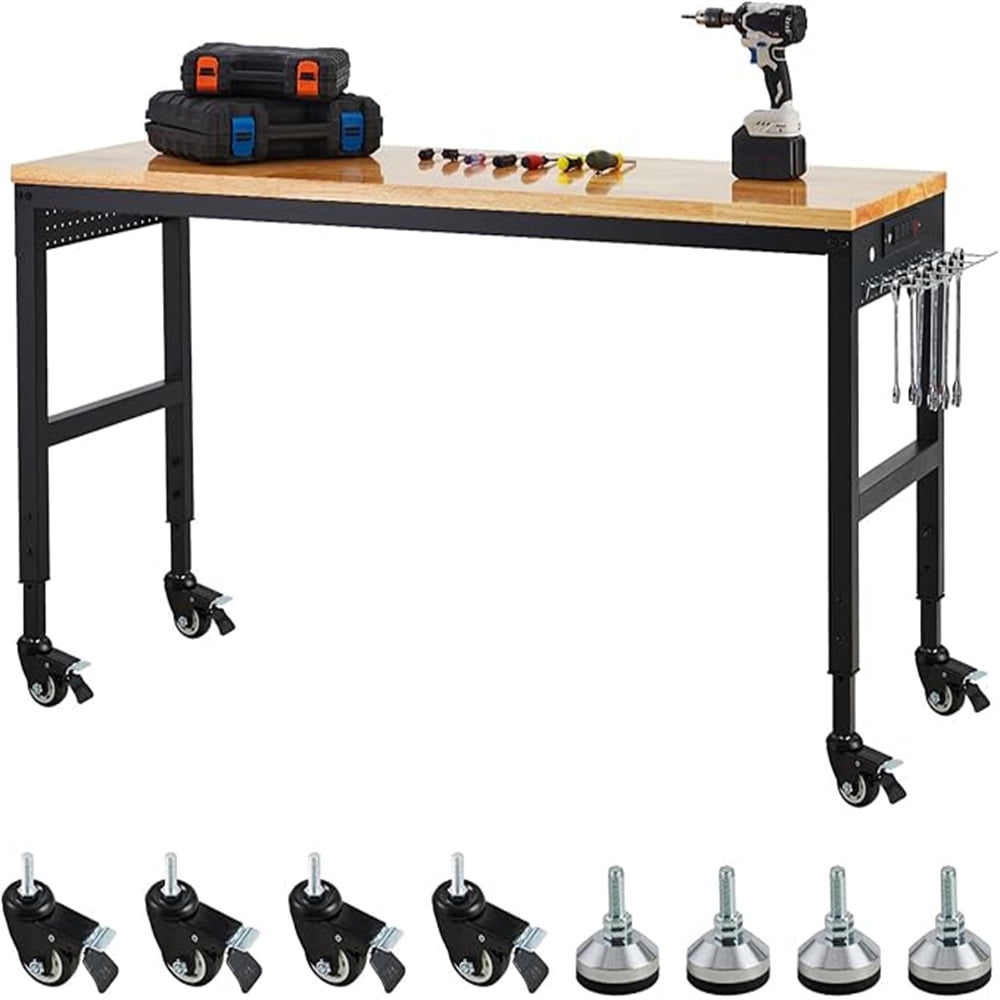 Adjustable Workbench 60 x 22 In, 2000 Lbs Load Capacity, 29.5"-38.4 ...