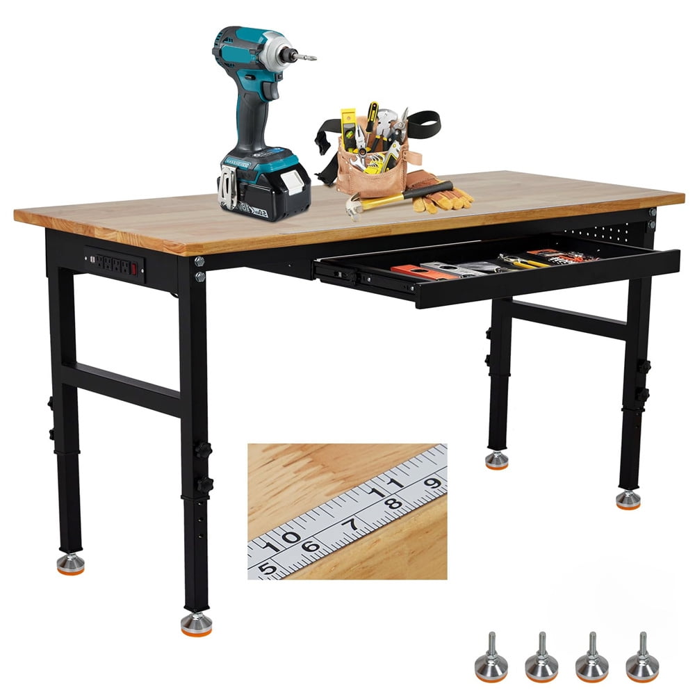 Adjustable Workbench with Power Outlet & Scale, Adjustable Height, 2200 LBS Load Capacity ...