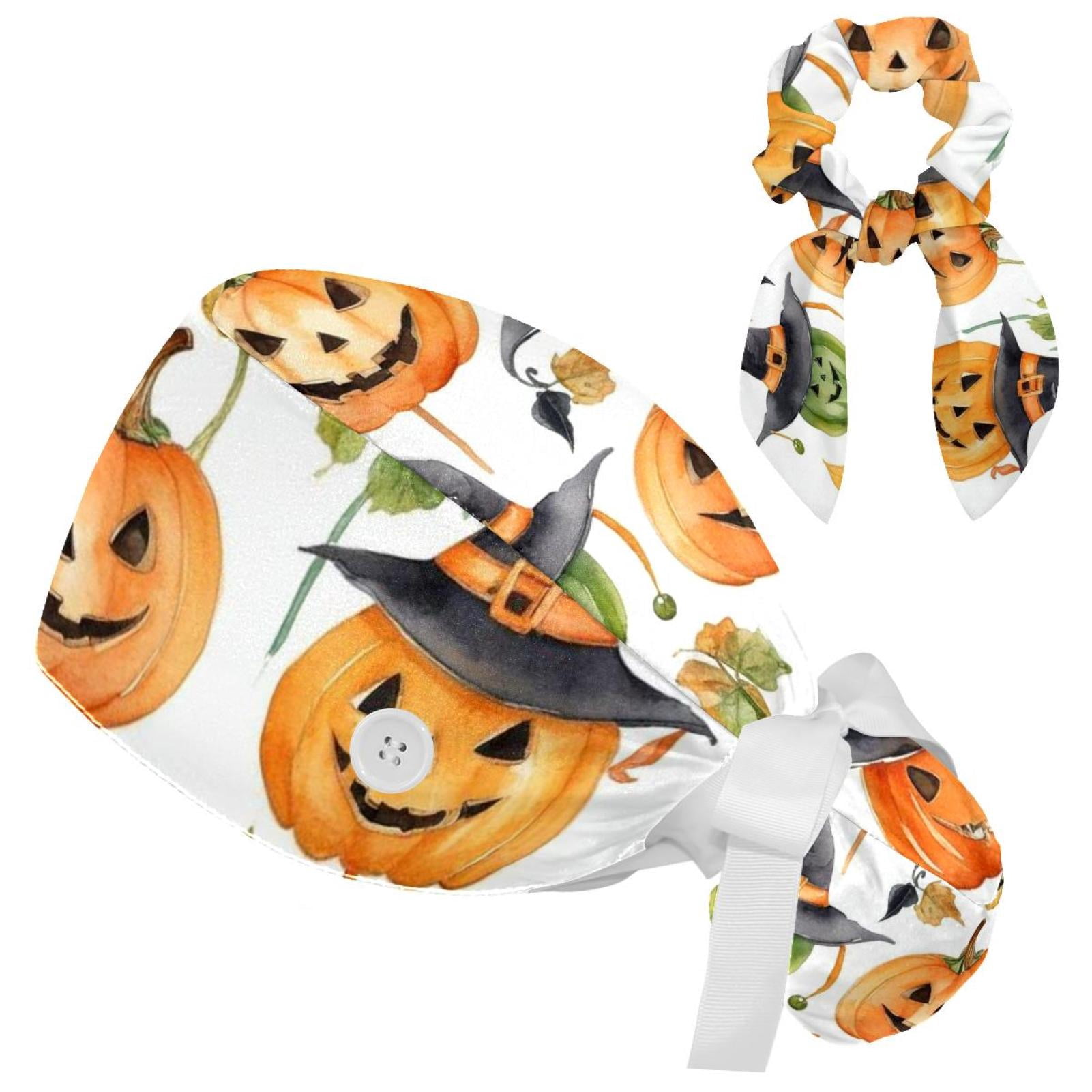 Adjustable Working Cap with Bow Hair Matching Scrunchy, Halloween icon ...