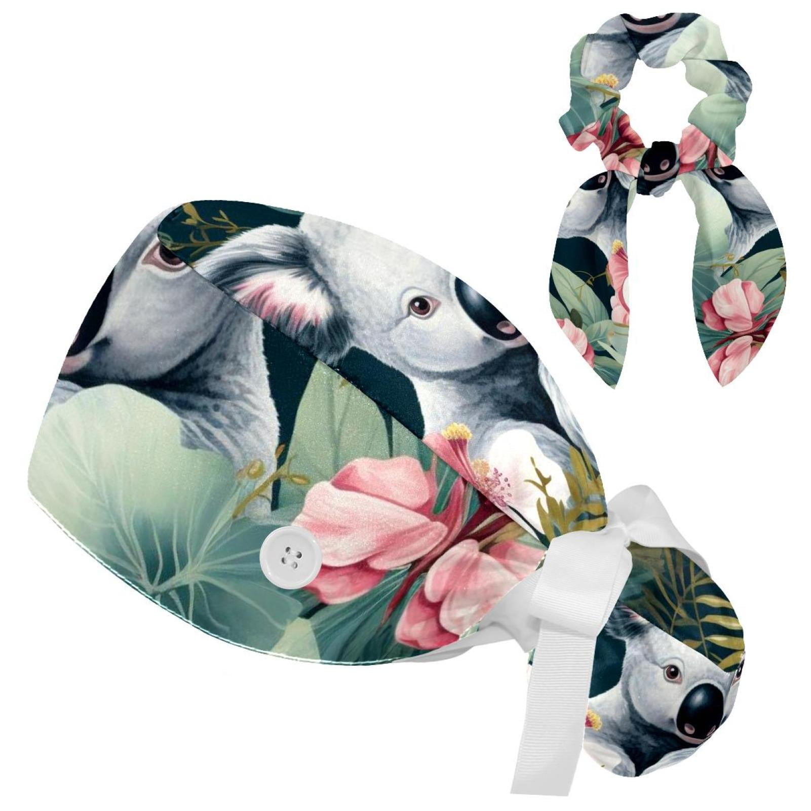 Adjustable Working Cap with Bow Hair Matching Scrunchy, Koala Working ...