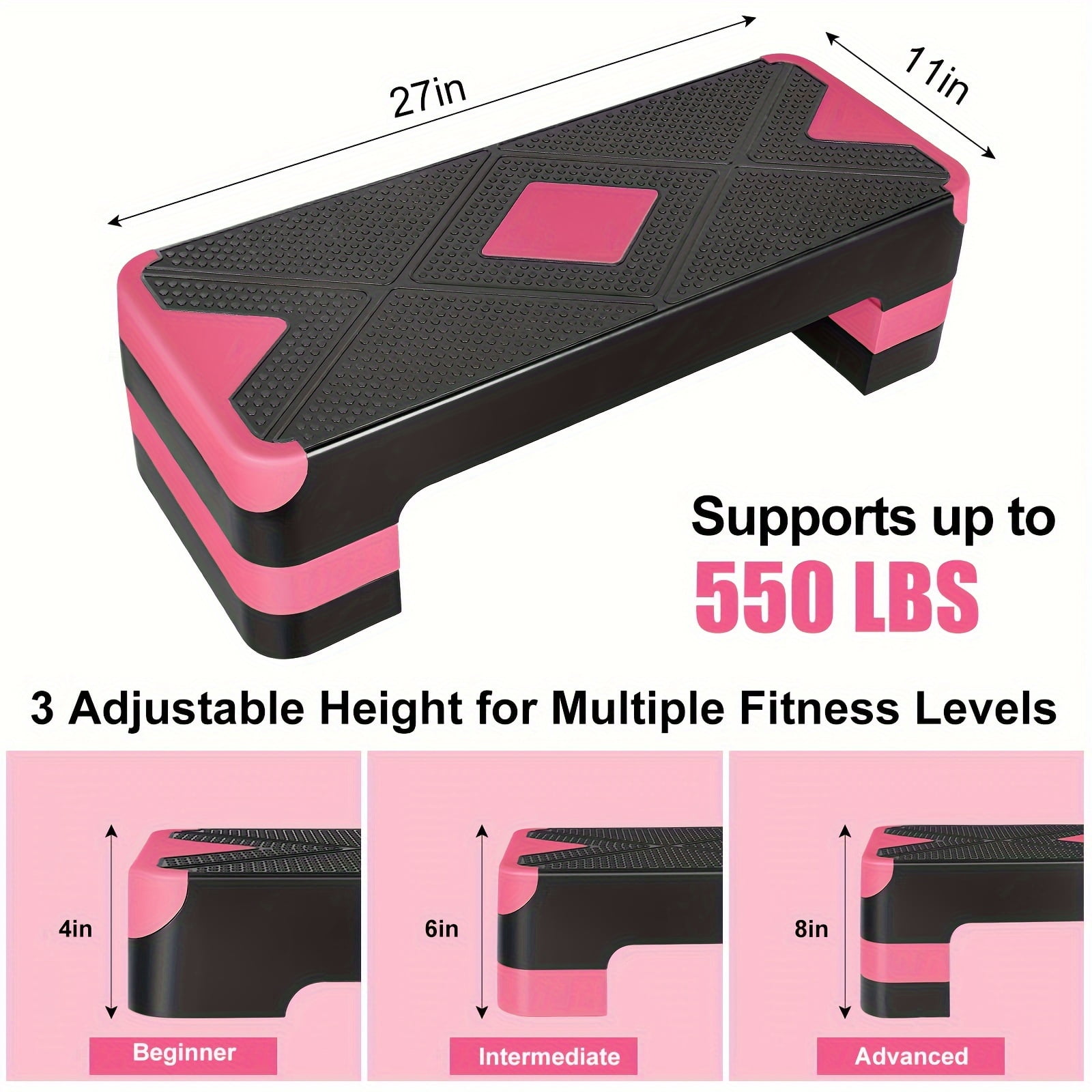 Adjustable Workout Aerobic Stepper in Fitness & Exercise Step Platform ...