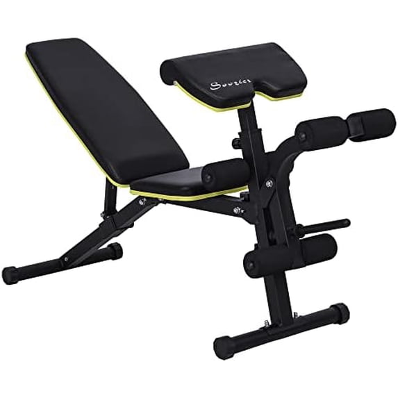 Adjustable Workout Bench with Curl and Leg Extension, Ergonomic Foam ...