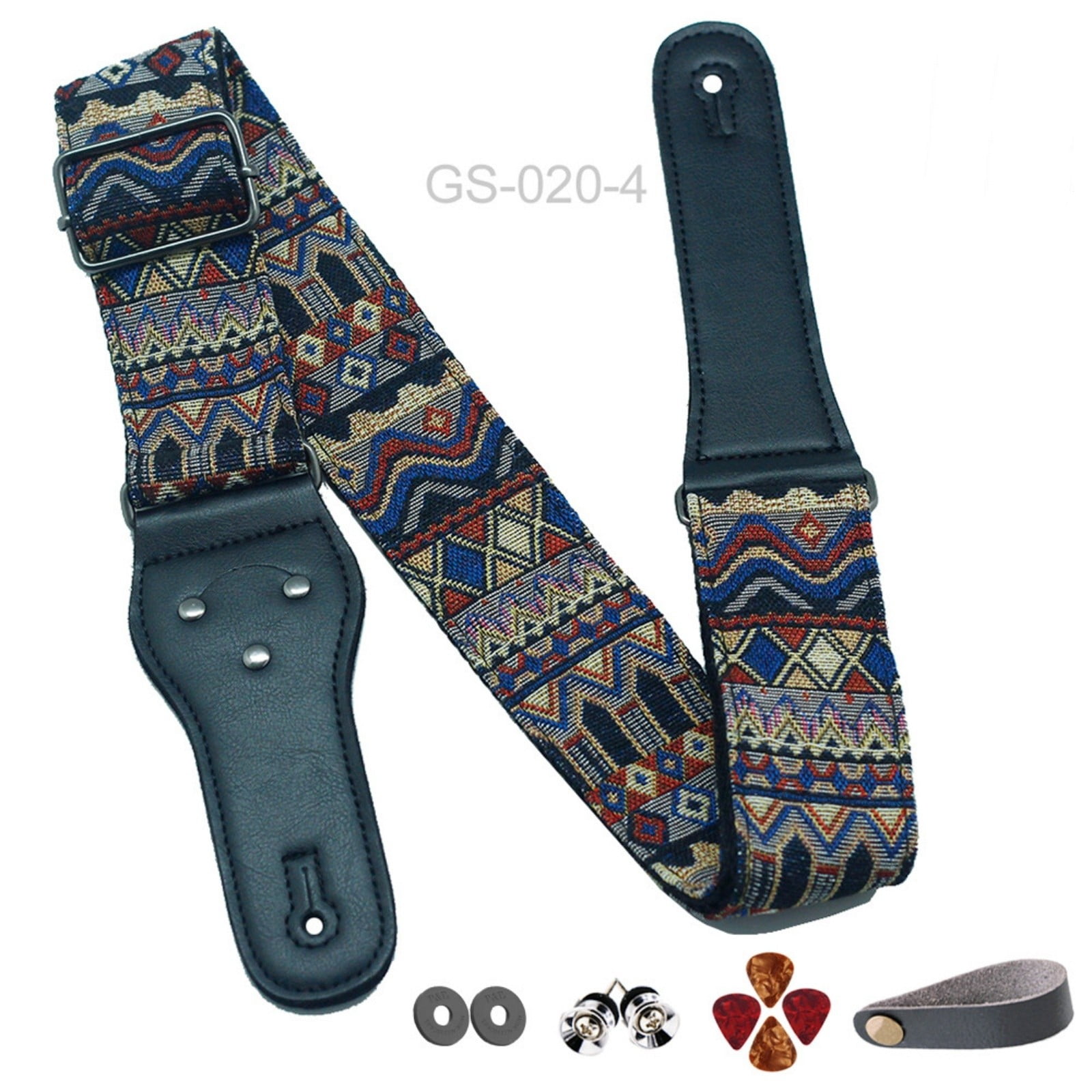 Adjustable Woven Guitar Strap Set with Picks & Strap Locks for Acoustic ...