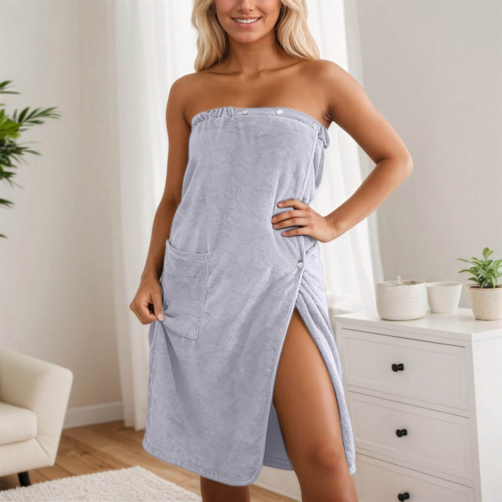 Adjustable Wrap Beach Pool Robe Towel Cover Up For Women With Pockets ...