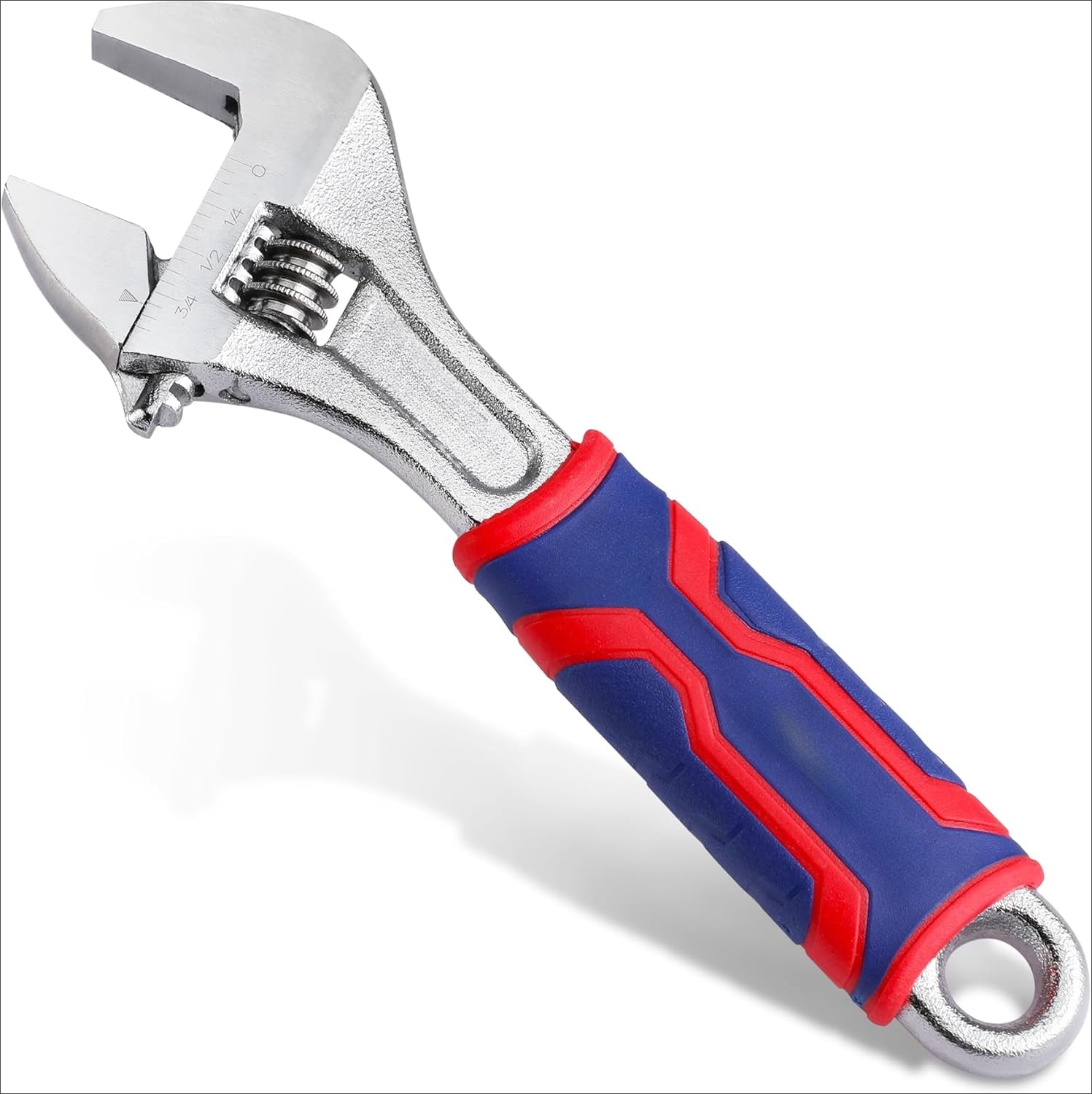 Adjustable Wrench, Wide Jaw Opening Wrench with Rubber Anti-slip grip ...