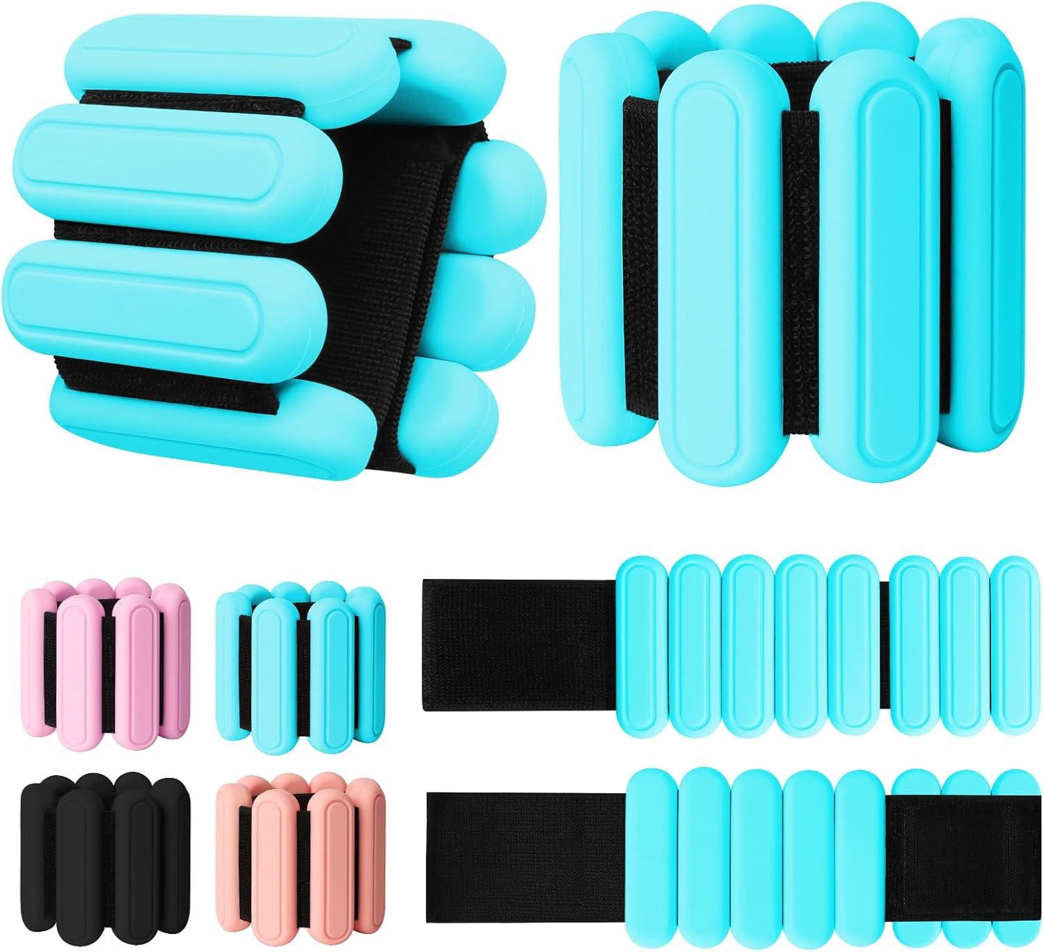 Adjustable Wrist & Ankle Weights Set of 2(1Lbs Each), Premium Silicone Wearable Weight Bracelets ...