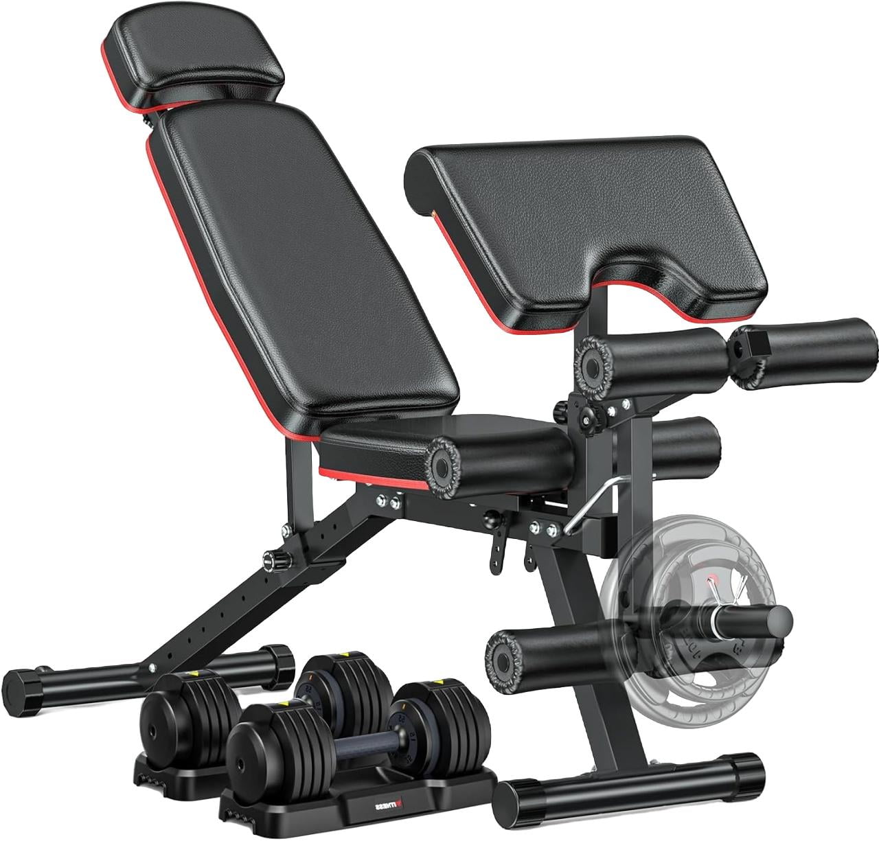 Adjustable XDDIAS bench w/ leg curl, preacher curl, incline/decline ...