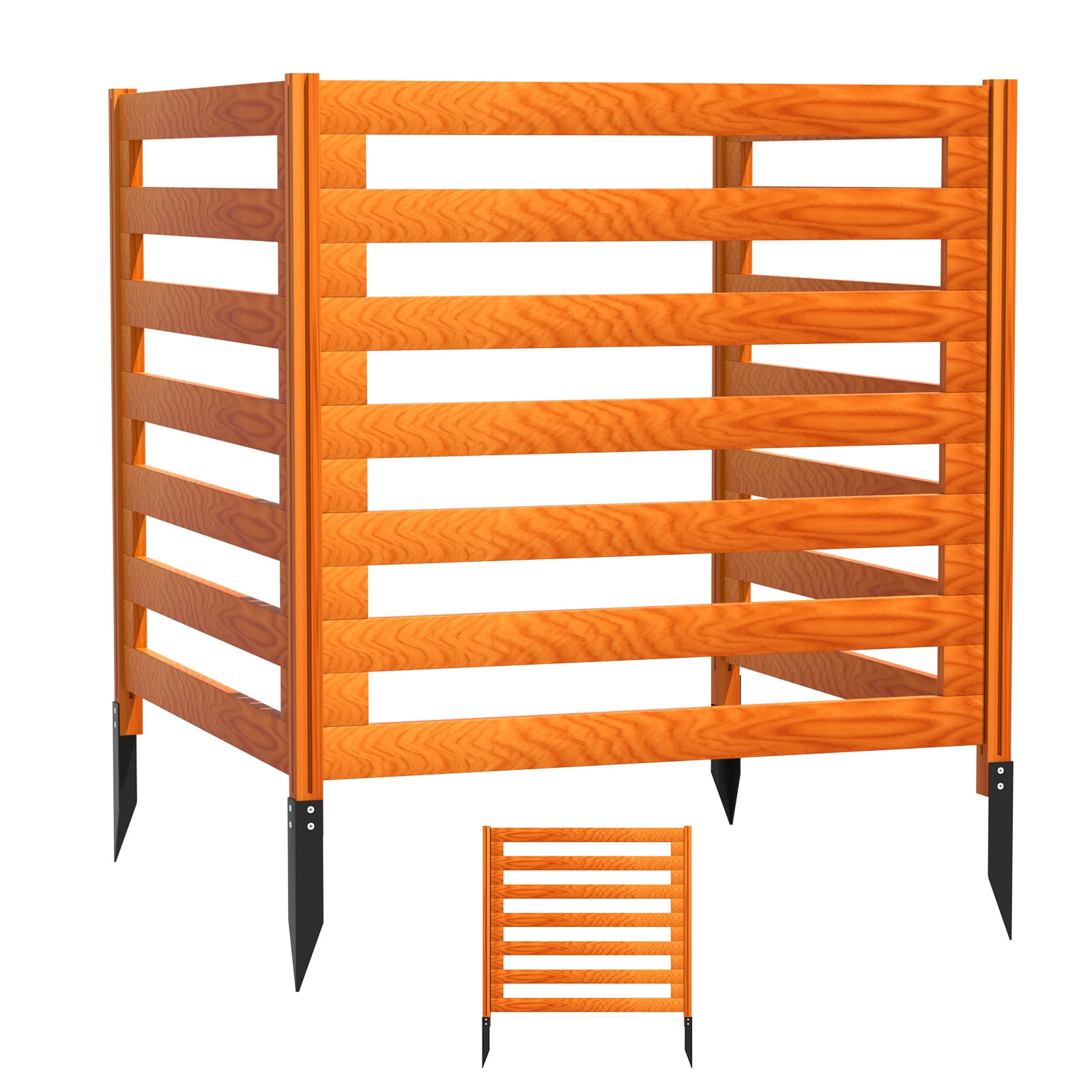 Adjustable Yard Fence, Light Brown Weatherproof Wood, 3-Piece ...