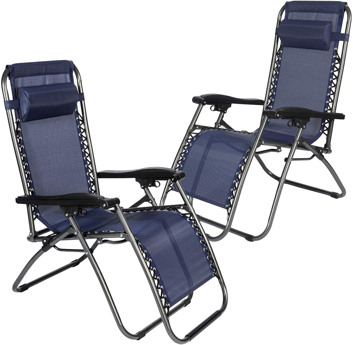 Adjustable Zero Gravity Chairs Set of 2, Textilene Outdoor Folding ...