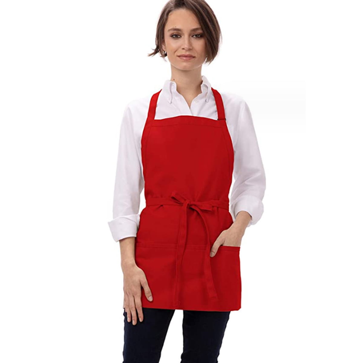 Adjustable apron with long ties for men and women, chef kitchen cooking ...