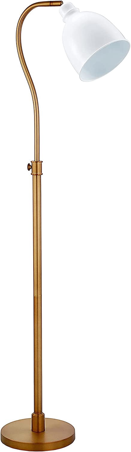 &Adjustable/curved floor lamp, metal lampshade, gold/matte white ...