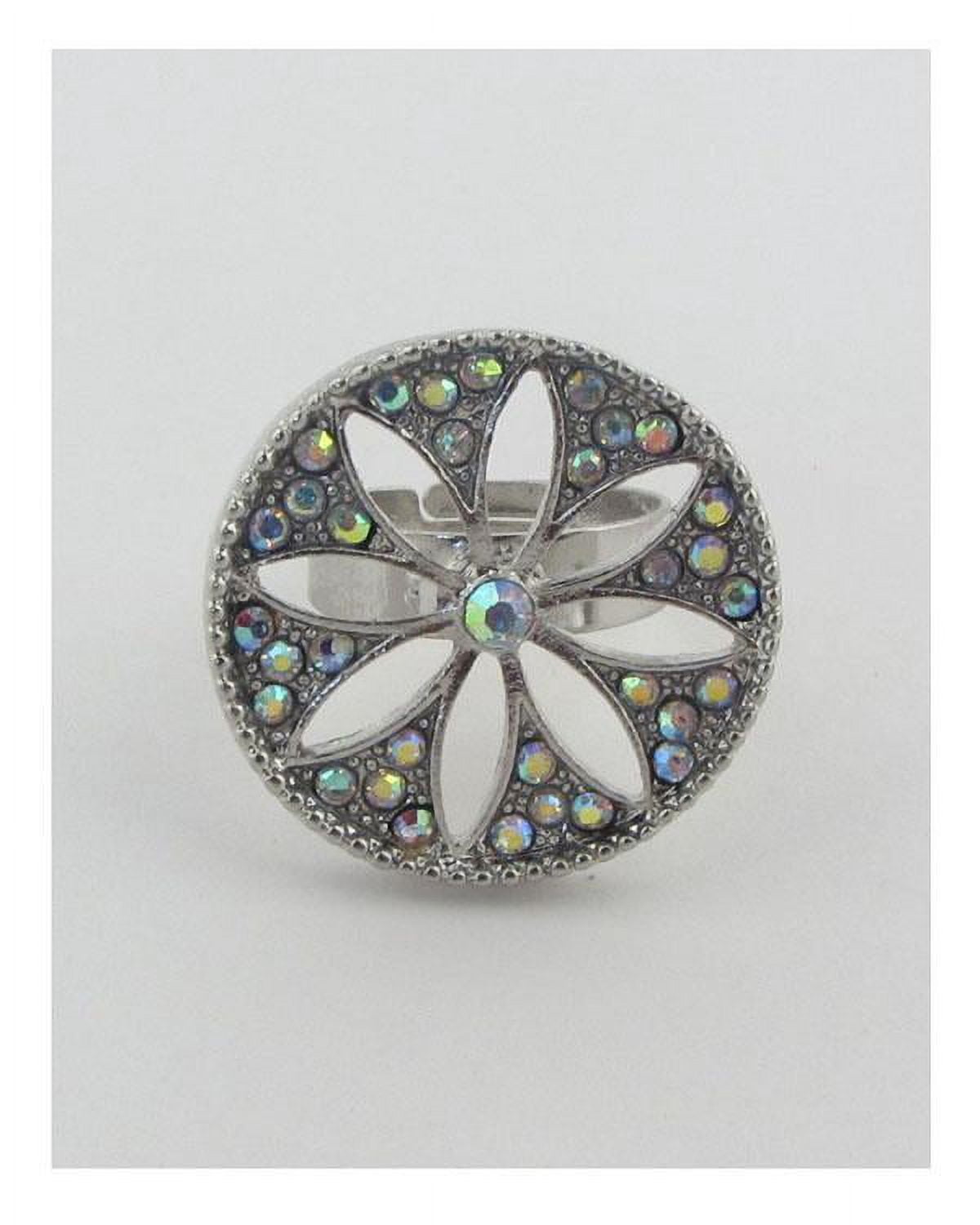 Adjustable cut out flower ring Silver - Walmart.com