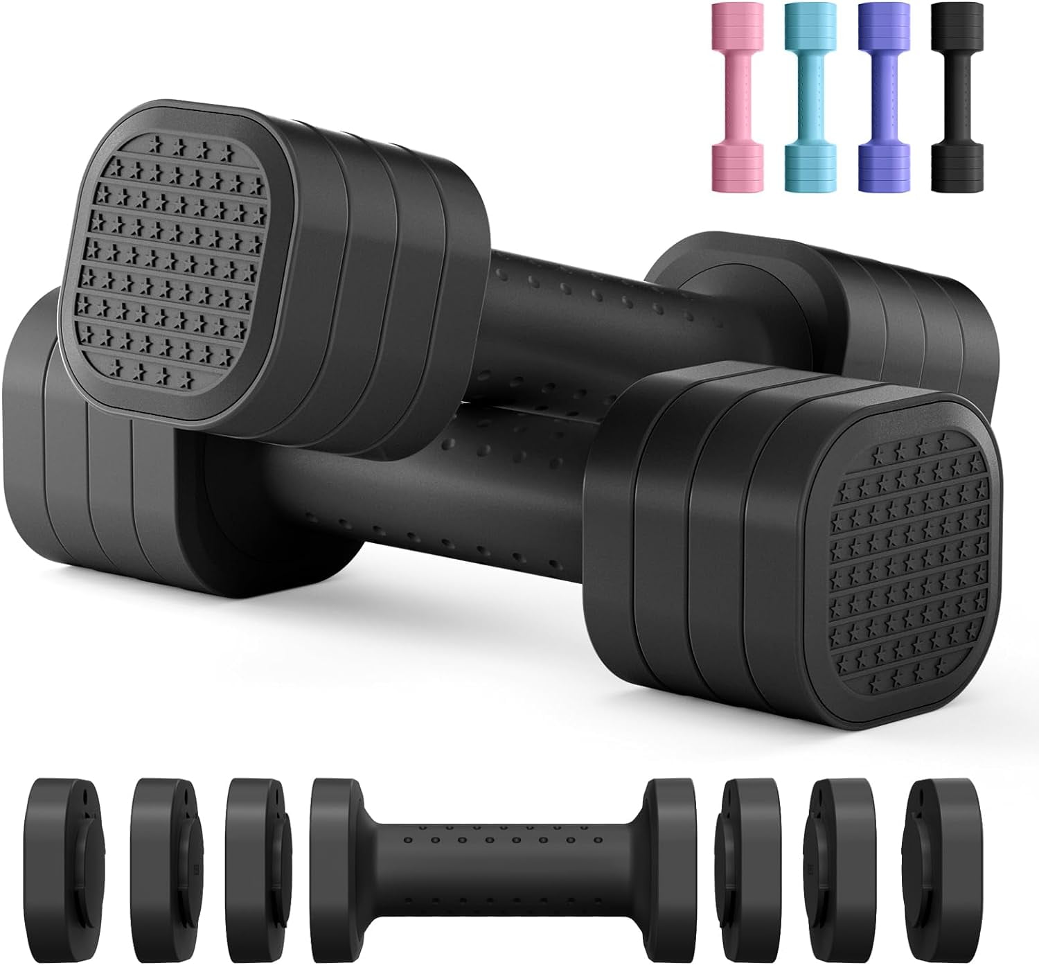 Adjustable dumbbell set, 2-piece set, 4-in-1 women's free weight ...