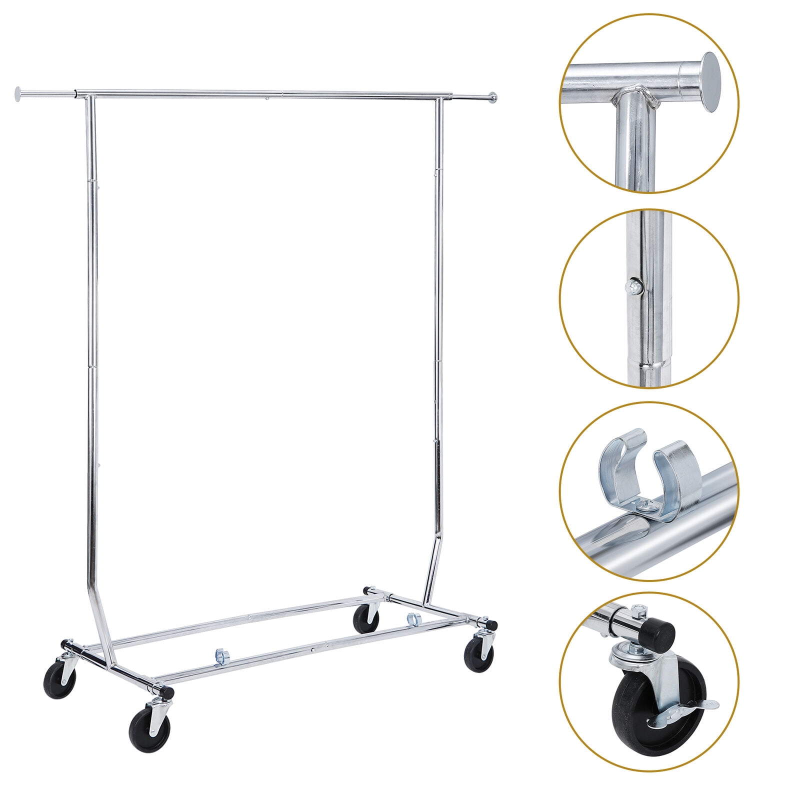 Adjustable height, with wheels, 2-piece heavy-duty roller clothes rack ...