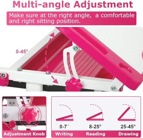 Adjustable kids table and chairs - Ergonomic drafting table with tilt ...