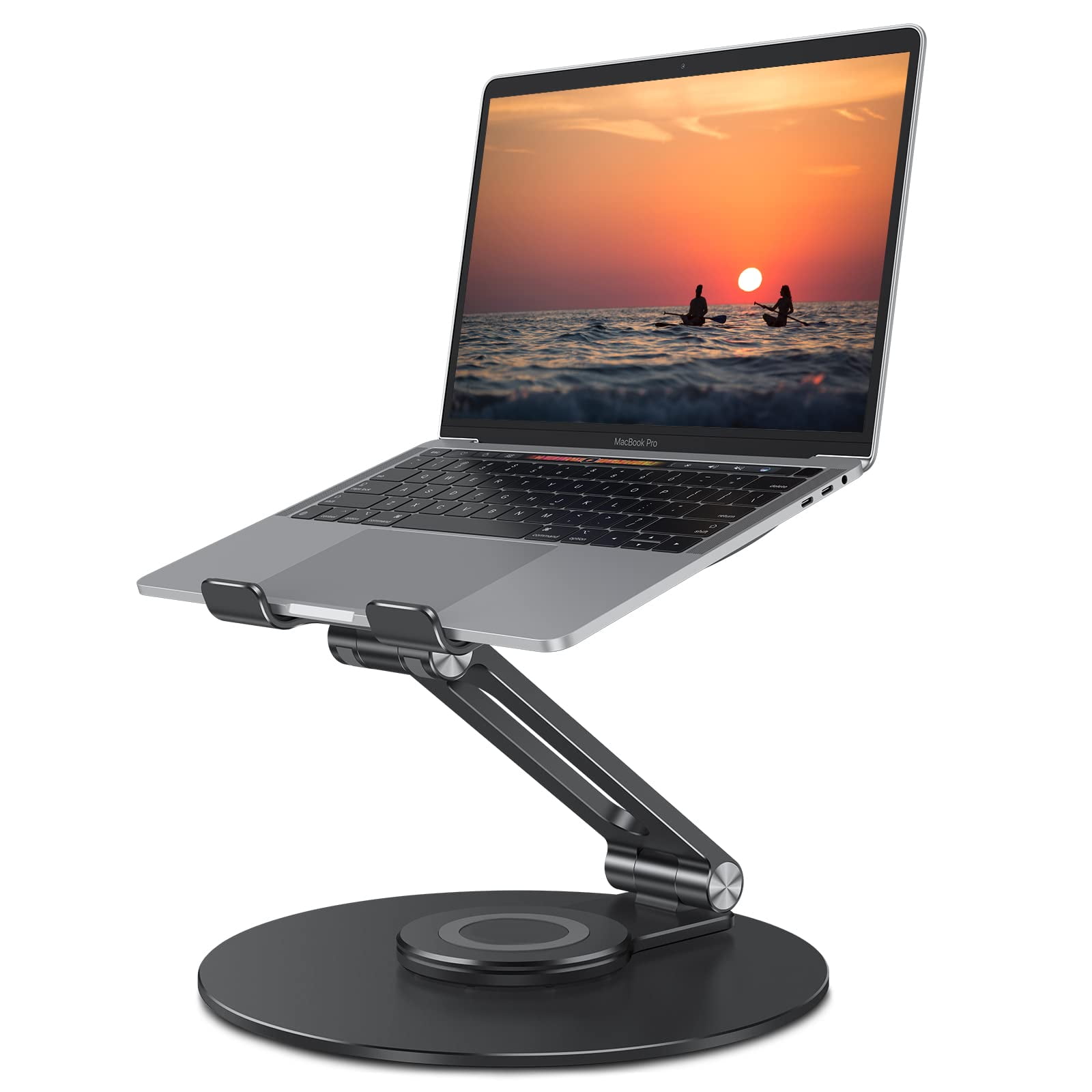 Adjustable laptop stand with 360-degree swivel base, ergonomic laptop ...