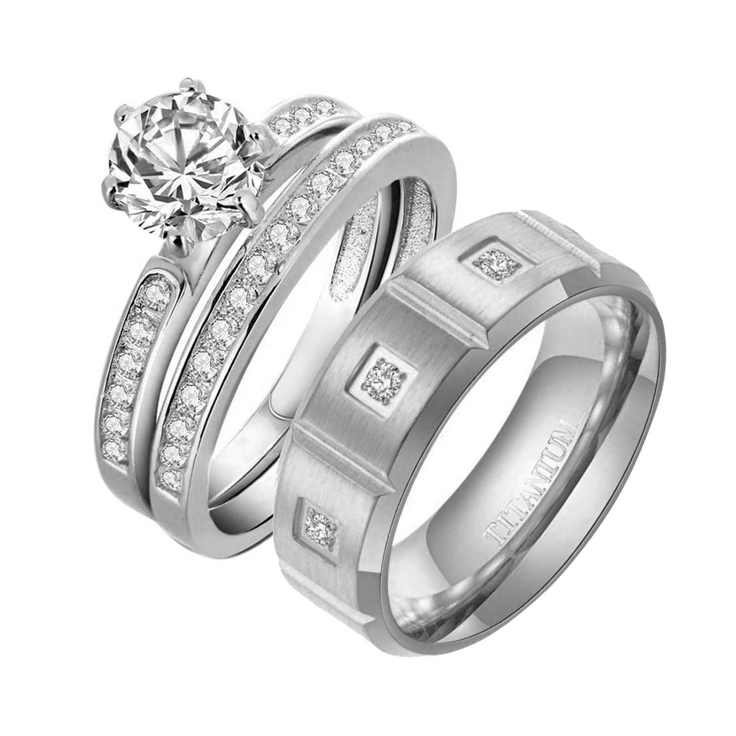 Adjustable size Bridal Set Wedding Ring Set Women Diamond Sterling ...