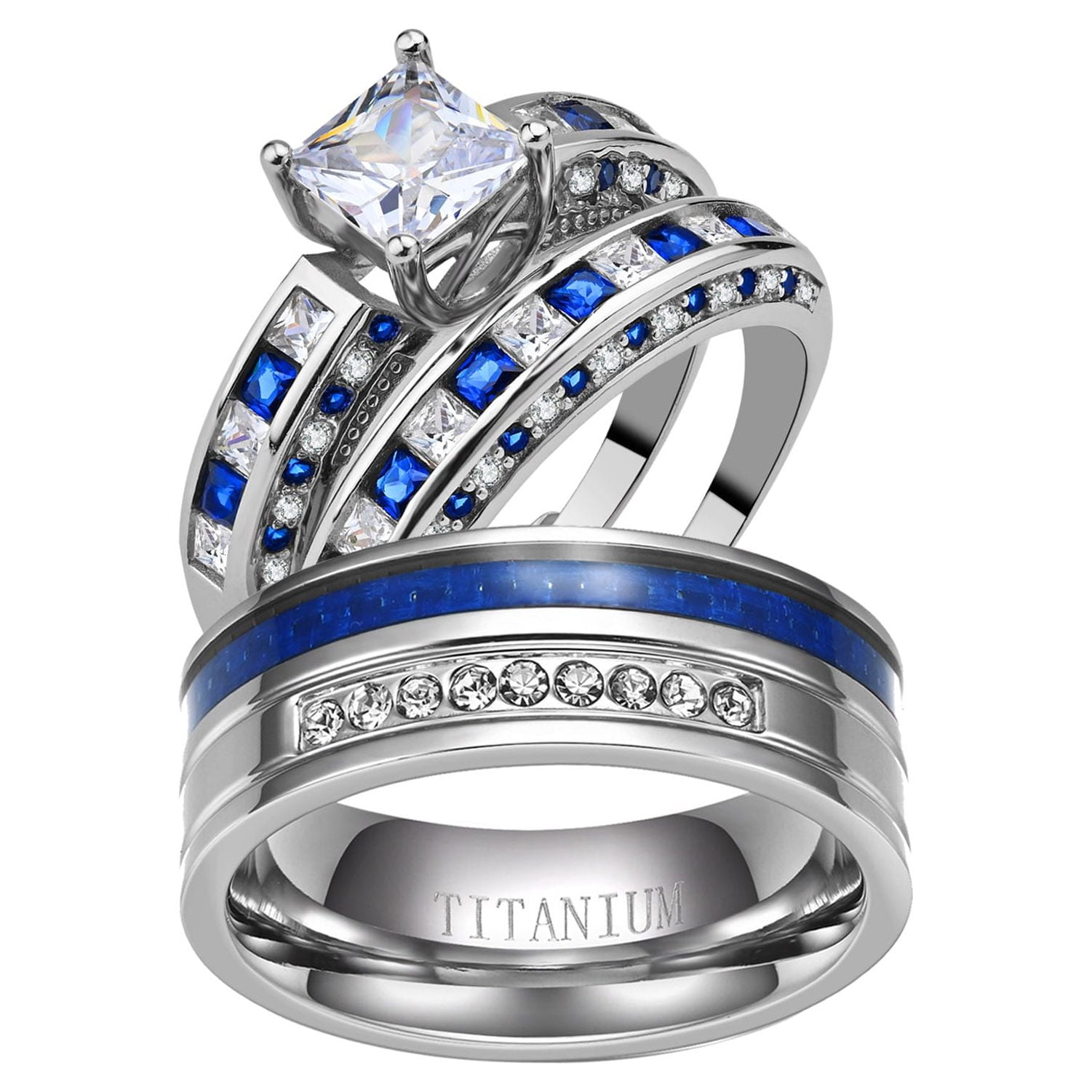 Walmart Adjustable Wedding Ring Sets for Couples, Women's 925 Sterling ...