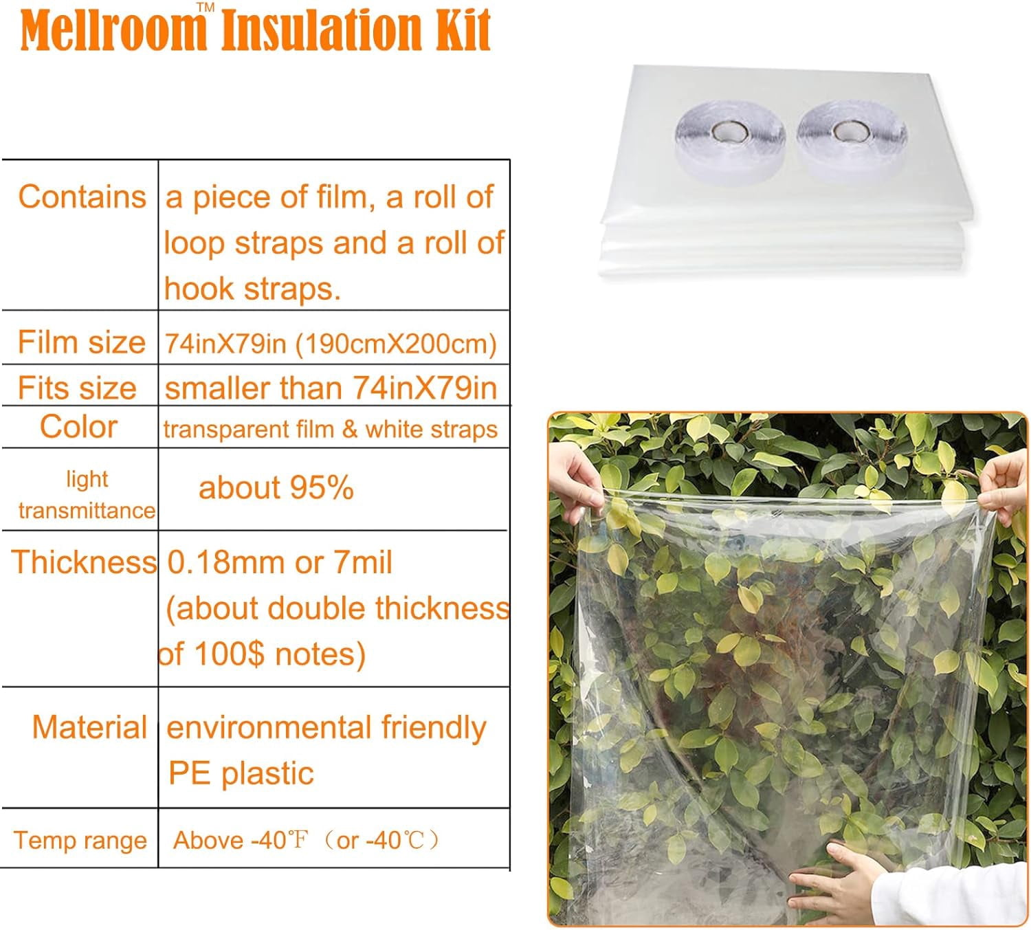 Adjutsable Window Insulation Kit 74inX79in(190X200cm),Clear180 ...