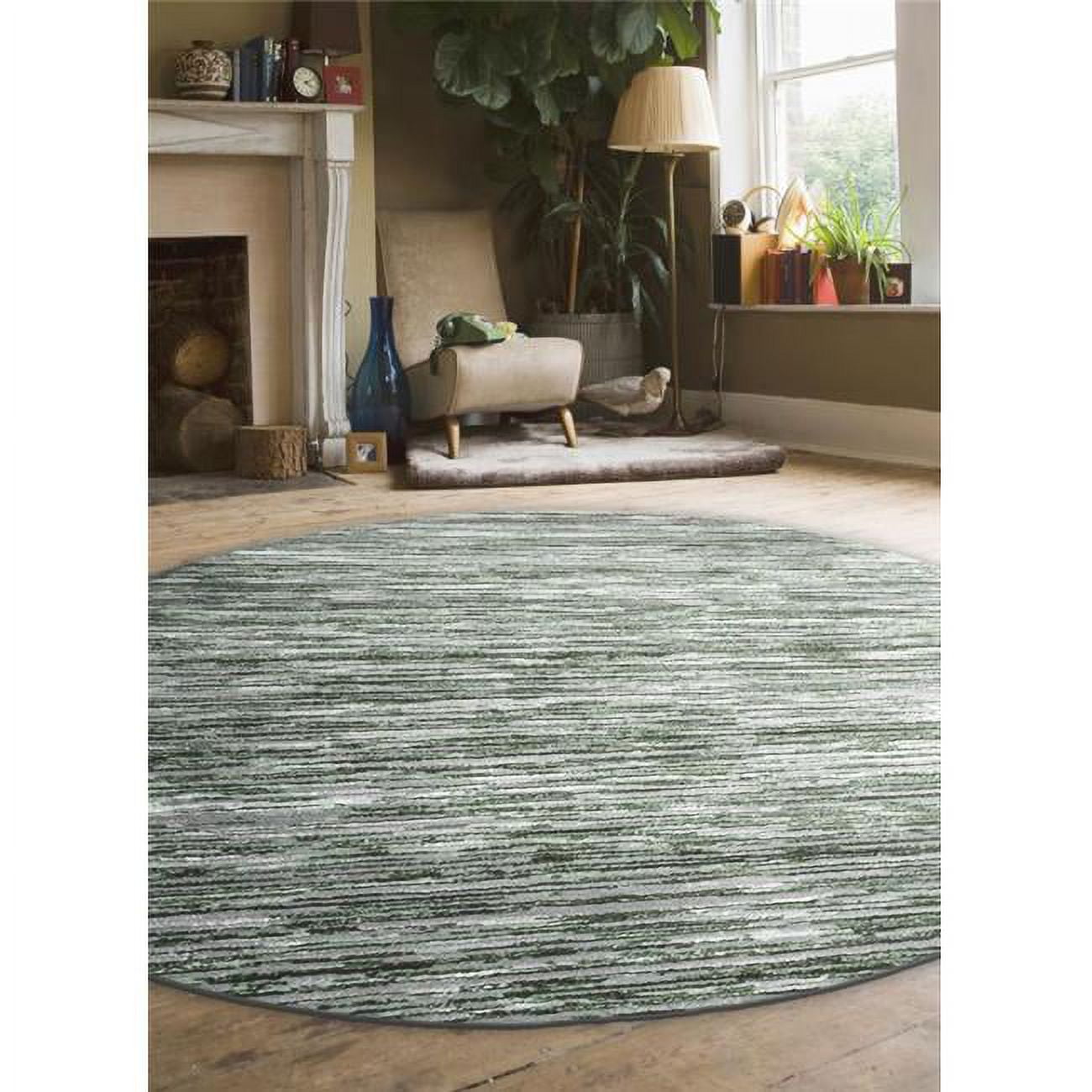Admire Home Living 1228 Transitional Striated Area Rug 5'3" X 5'3 ...