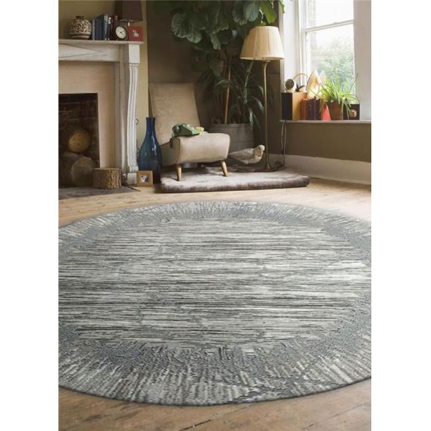 Davide 1229 Transitional Crackled Grey 8' Round Area Rug - Walmart ...