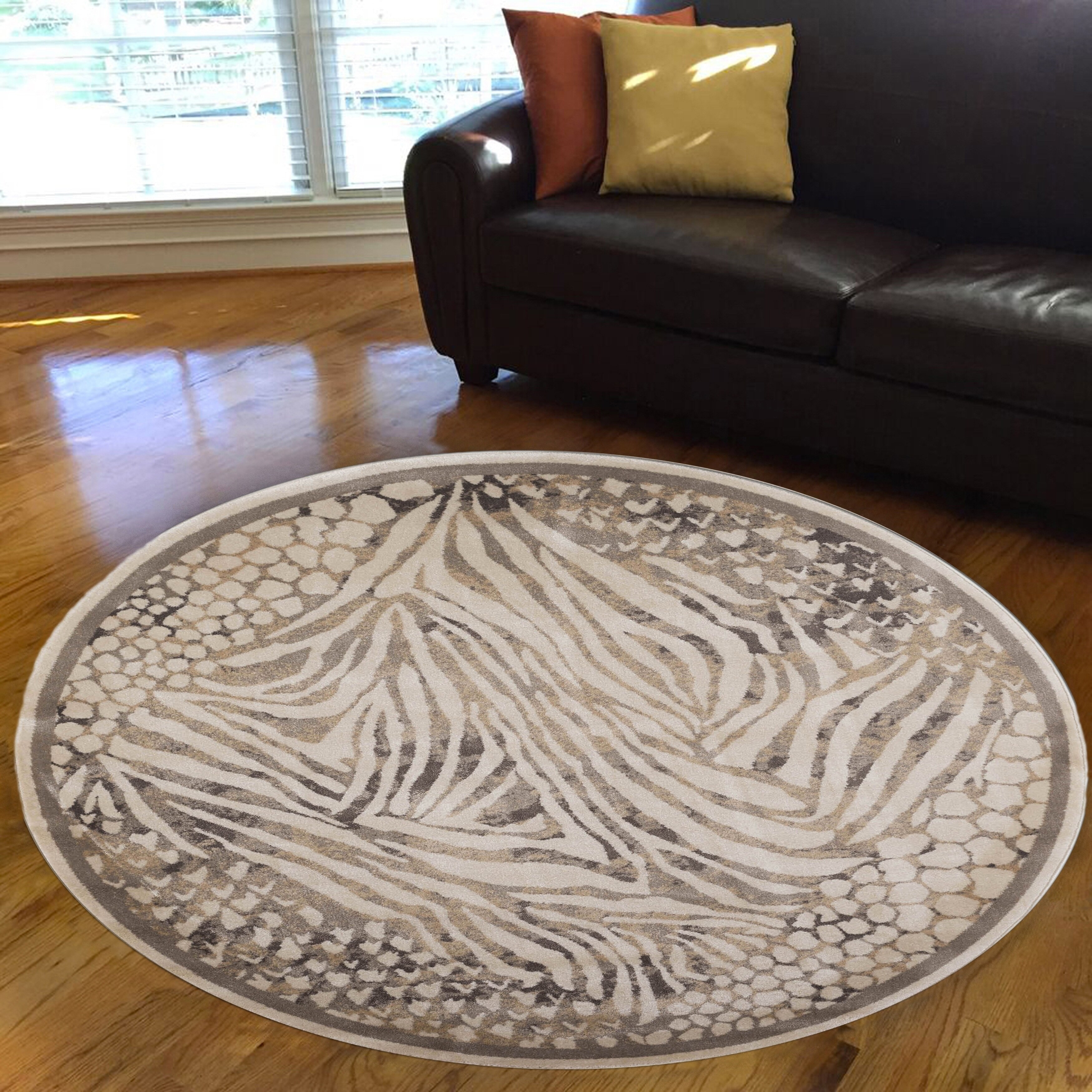 Admire Home Living Gallina Contemporary Animal Print Area Rug Cream 8 ...