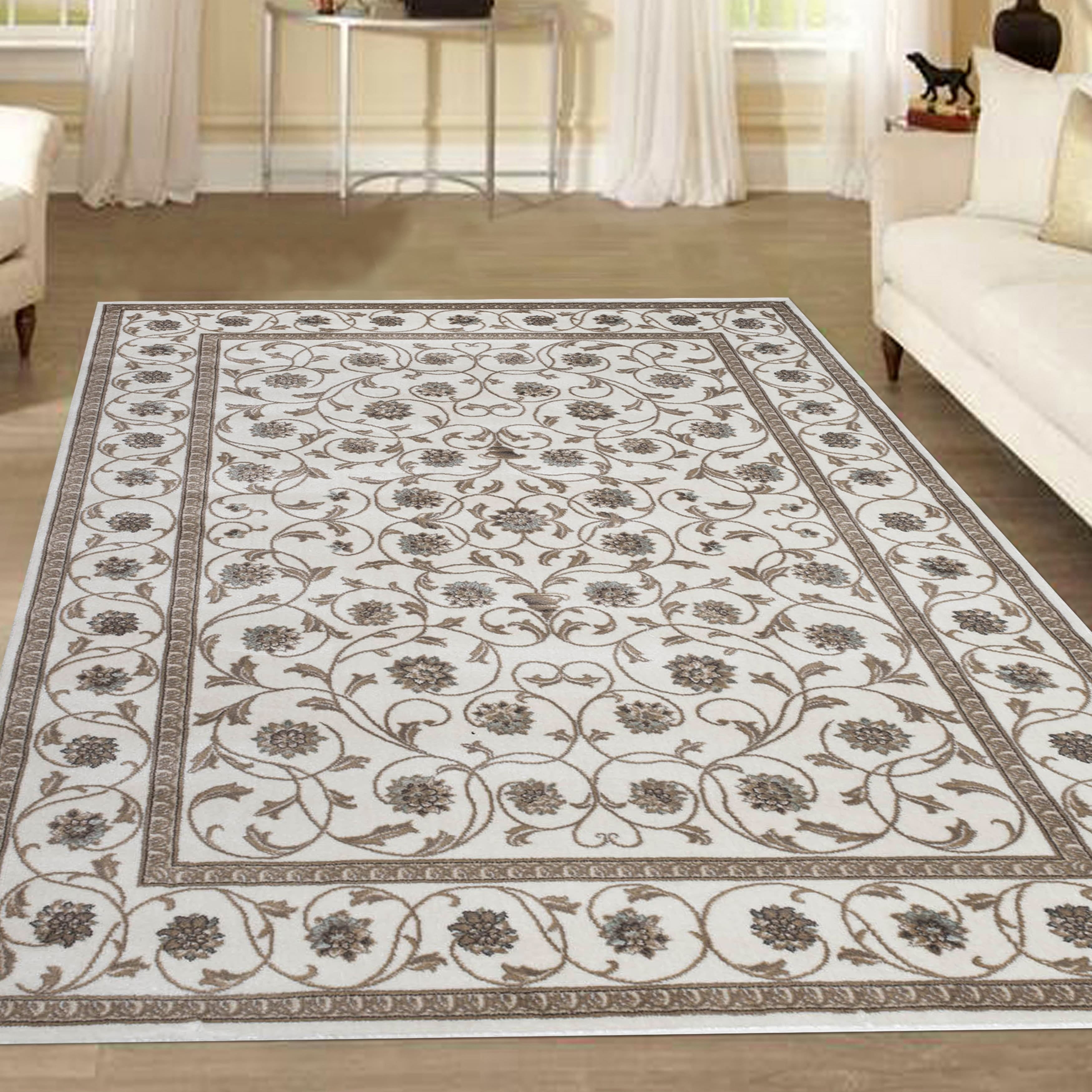 Admire Home Living Plaza Floral Scroll Area Rug Bone 5'3" x 7'3 ...