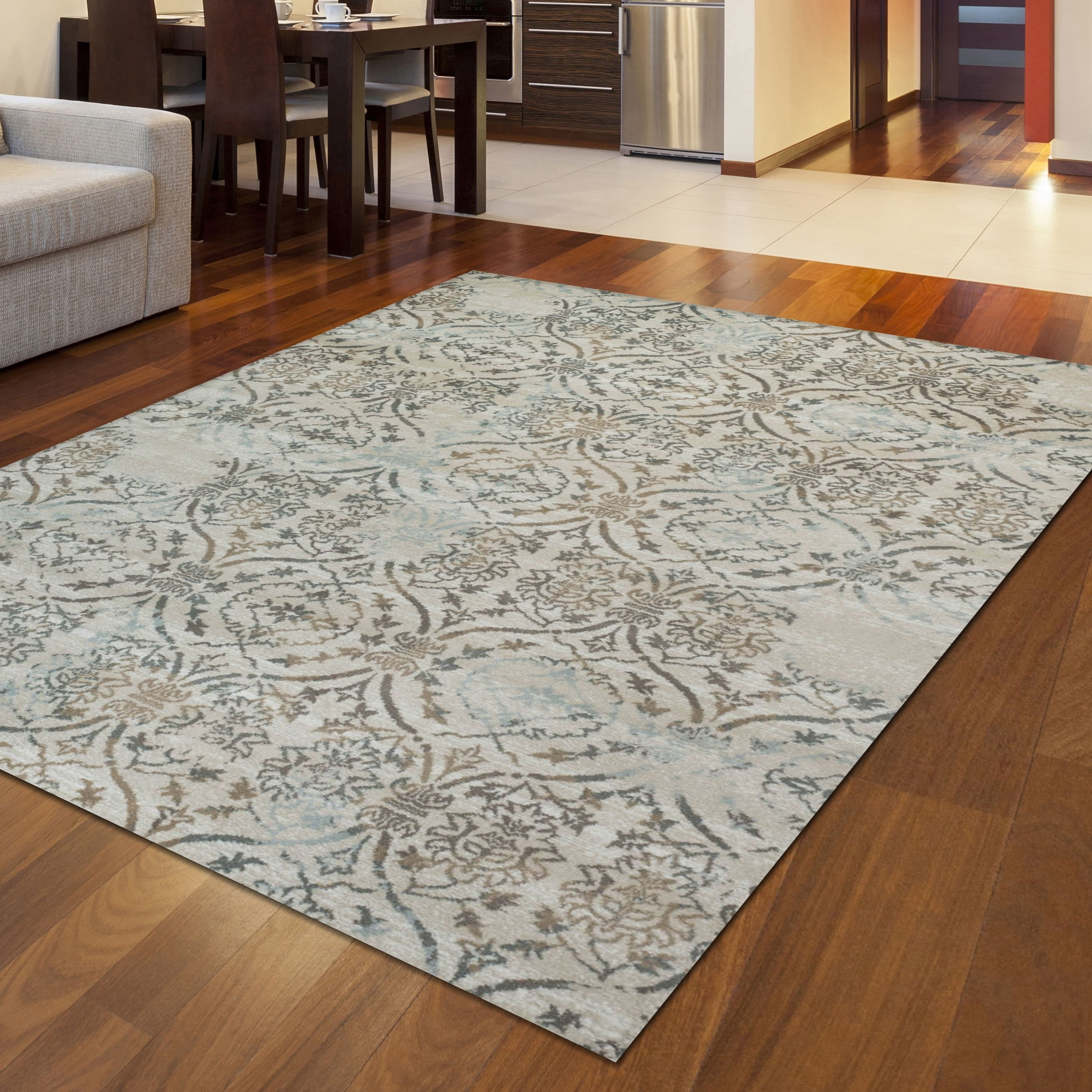 Admire Home Living Plaza Transitional Oriental Distressed Damask ...