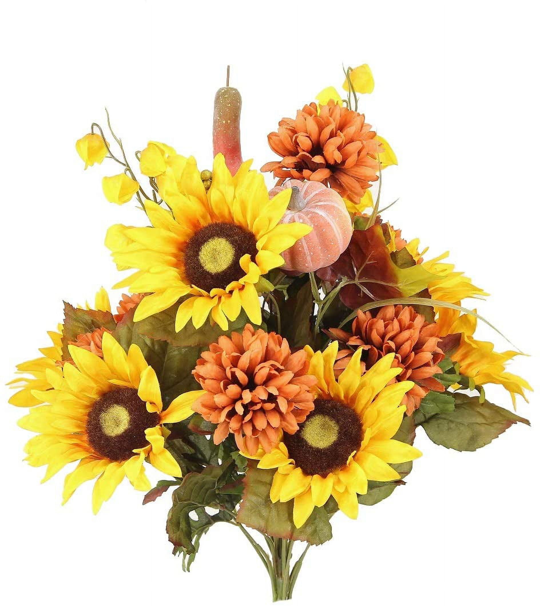 Admired by Nature 18 Stems Artificial Sunflower Mixed Flowers Bush ...
