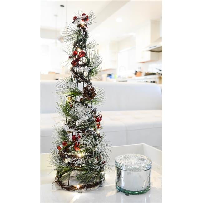 Admired by Nature ABN4X004-GRNSNOW 21 in. Christmas Wire Cone Tree with ...