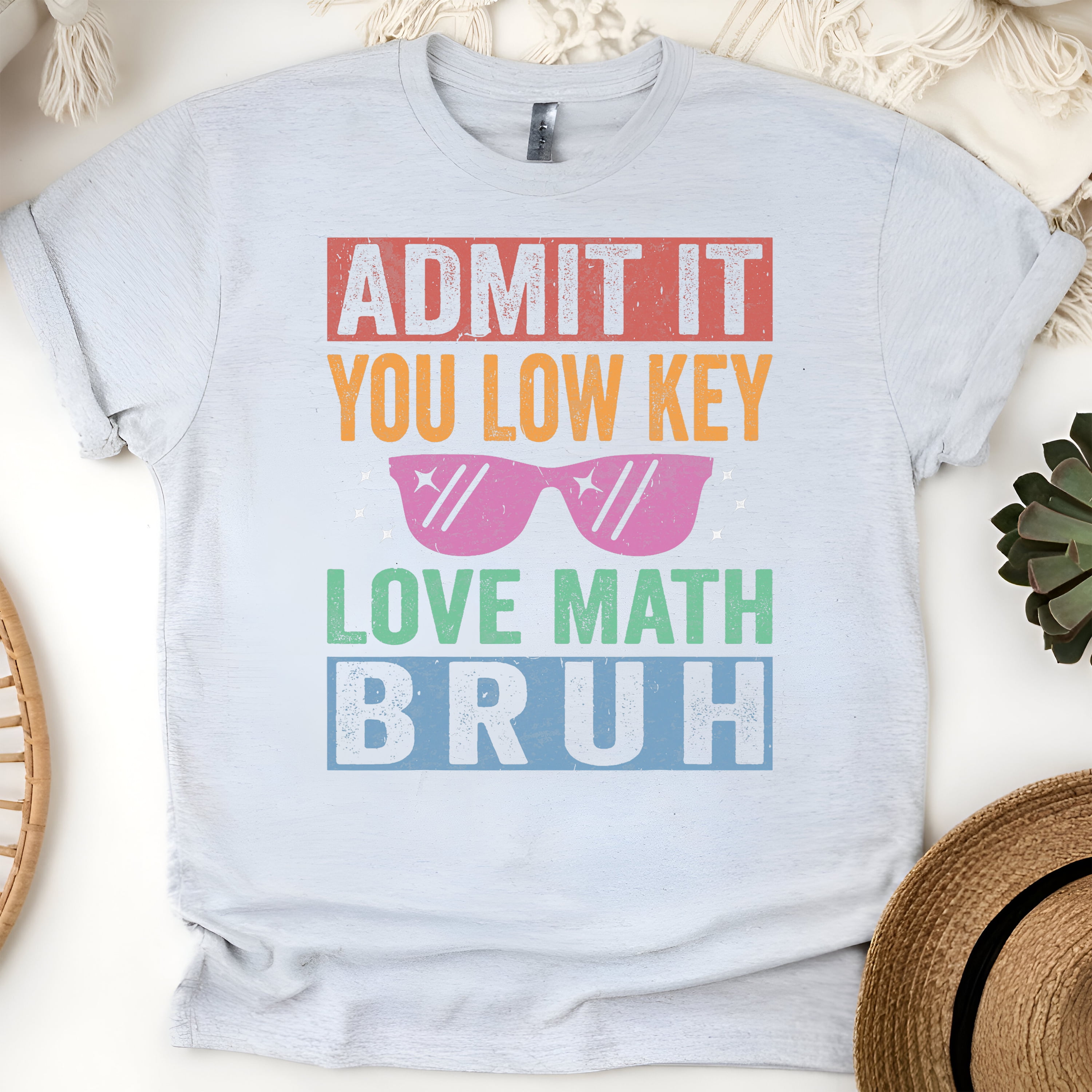 Admit It You Low Key Love Math Bruh Shirt Funny Retro Teacher Tee, Ash, Size S - Walmart.com