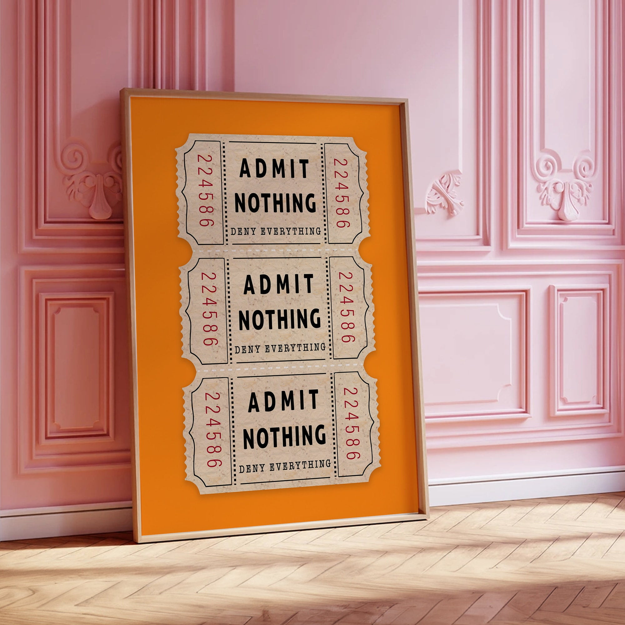 Admit Nothing Deny Everything Ticket Print Bathroom Wall Art Aesthetic ...