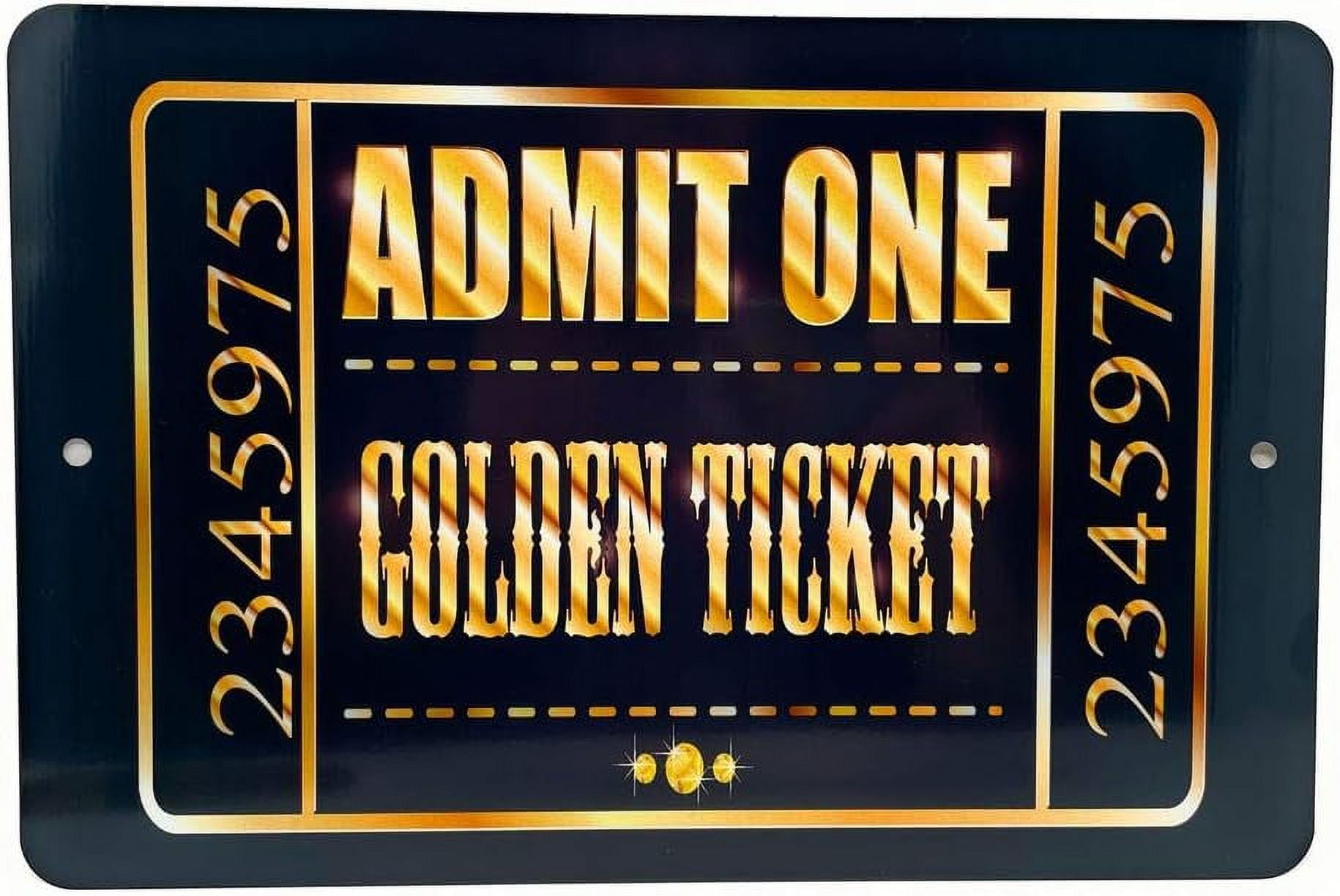 Admit One Golden Ticket Movie Cinema Theatre Colorful 12"x8" Aluminum ...